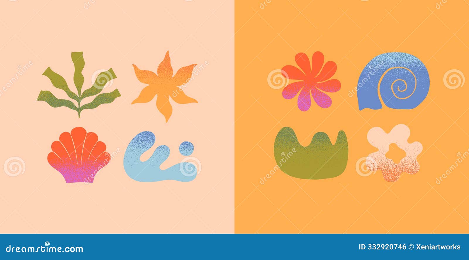 Vector Abstract Summer Nature Elements.Hand Drawn Palm,organic Form,sun ...