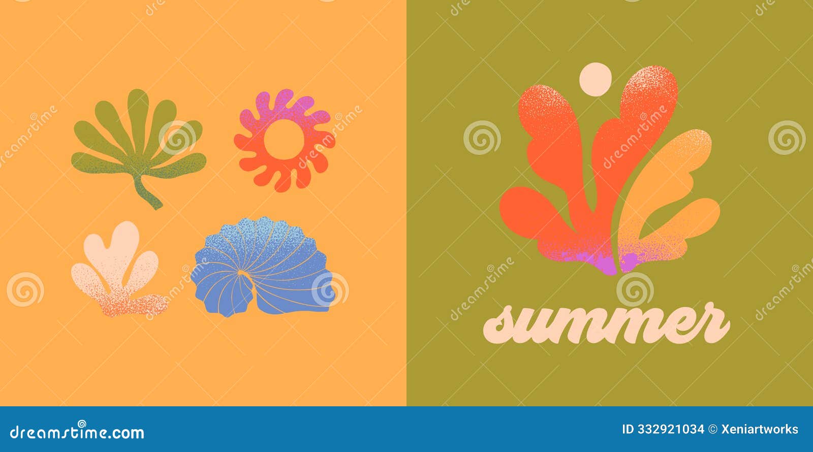 Vector Abstract Summer Nature Elements.Summer Vacation Aesthetic Stock ...