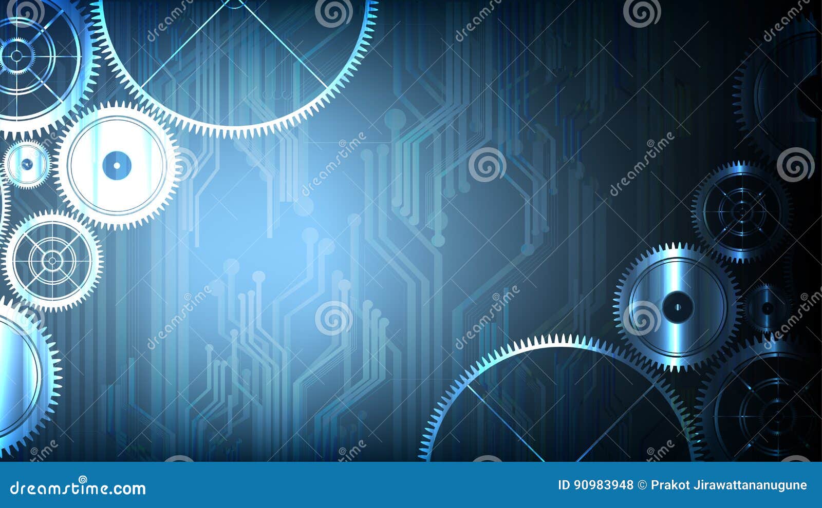 Vector Abstract Technological Gears on Circuit Background Stock Vector ...