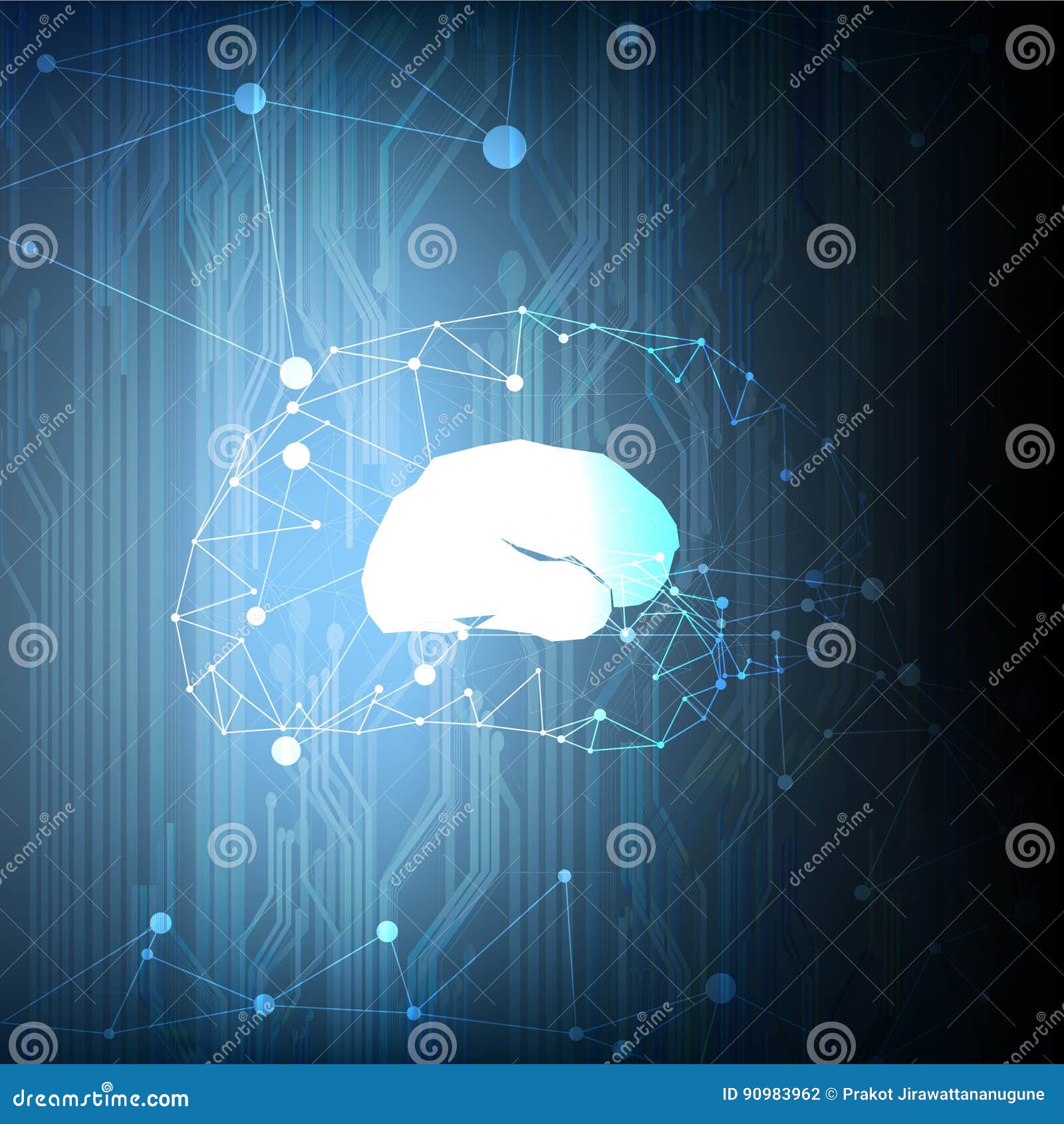 Vector Abstract Technological Geometric Brain Background Stock Vector ...