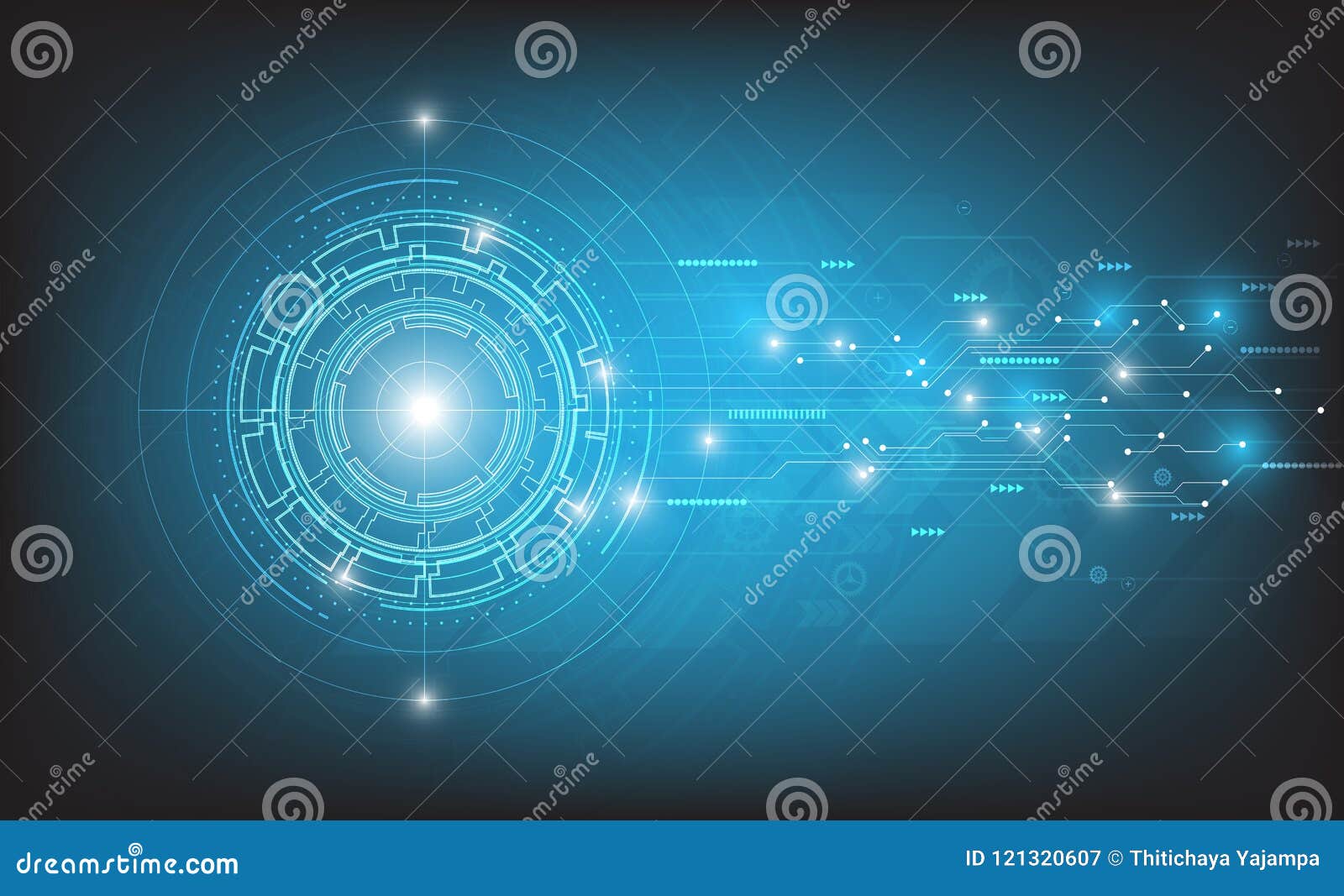 Vector Abstract Technology Design on Blue Background. Stock Vector ...