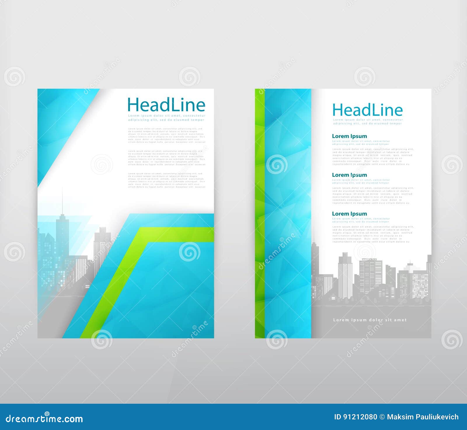 Vector Abstract Template Design Flyer, Cover with Turquoise and Green ...