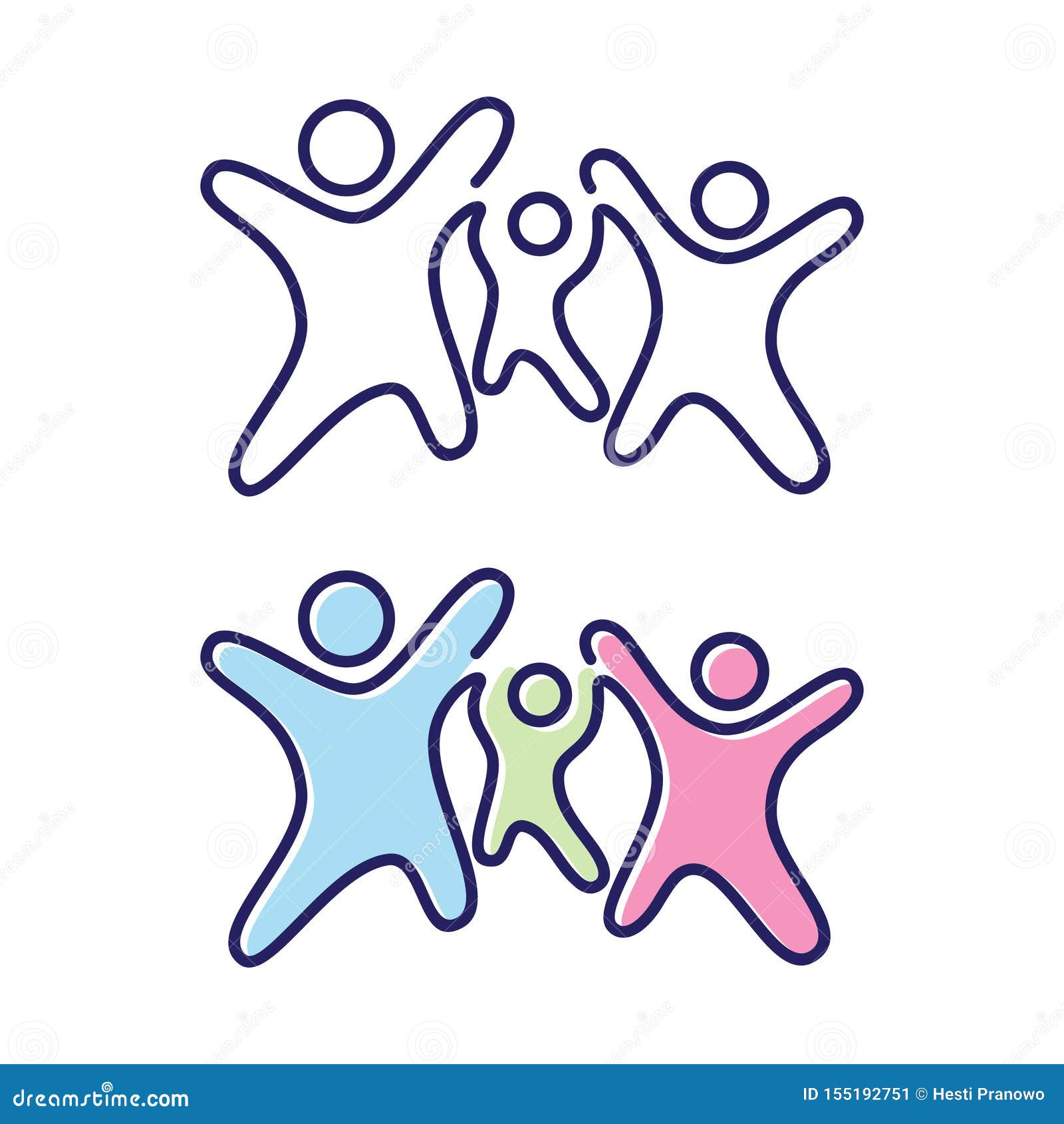 Vector Abstract Three People Icon Symbol with Children in the Middle ...