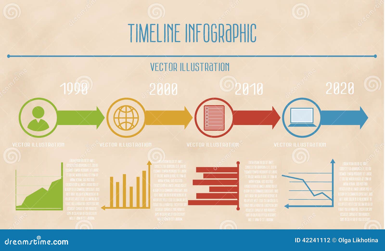 Vector Abstract Timeline Infographic on Vintage Background. Stock ...