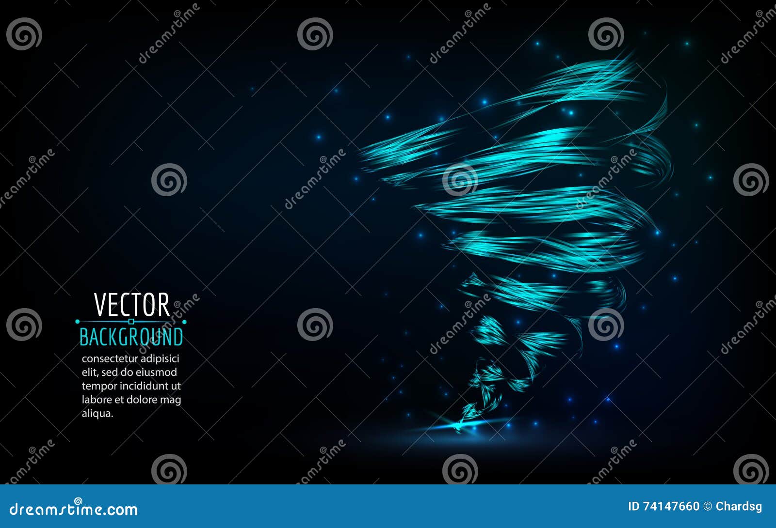 Vector Abstract Tornado. Bright Abstract Twist on Dark Background ...