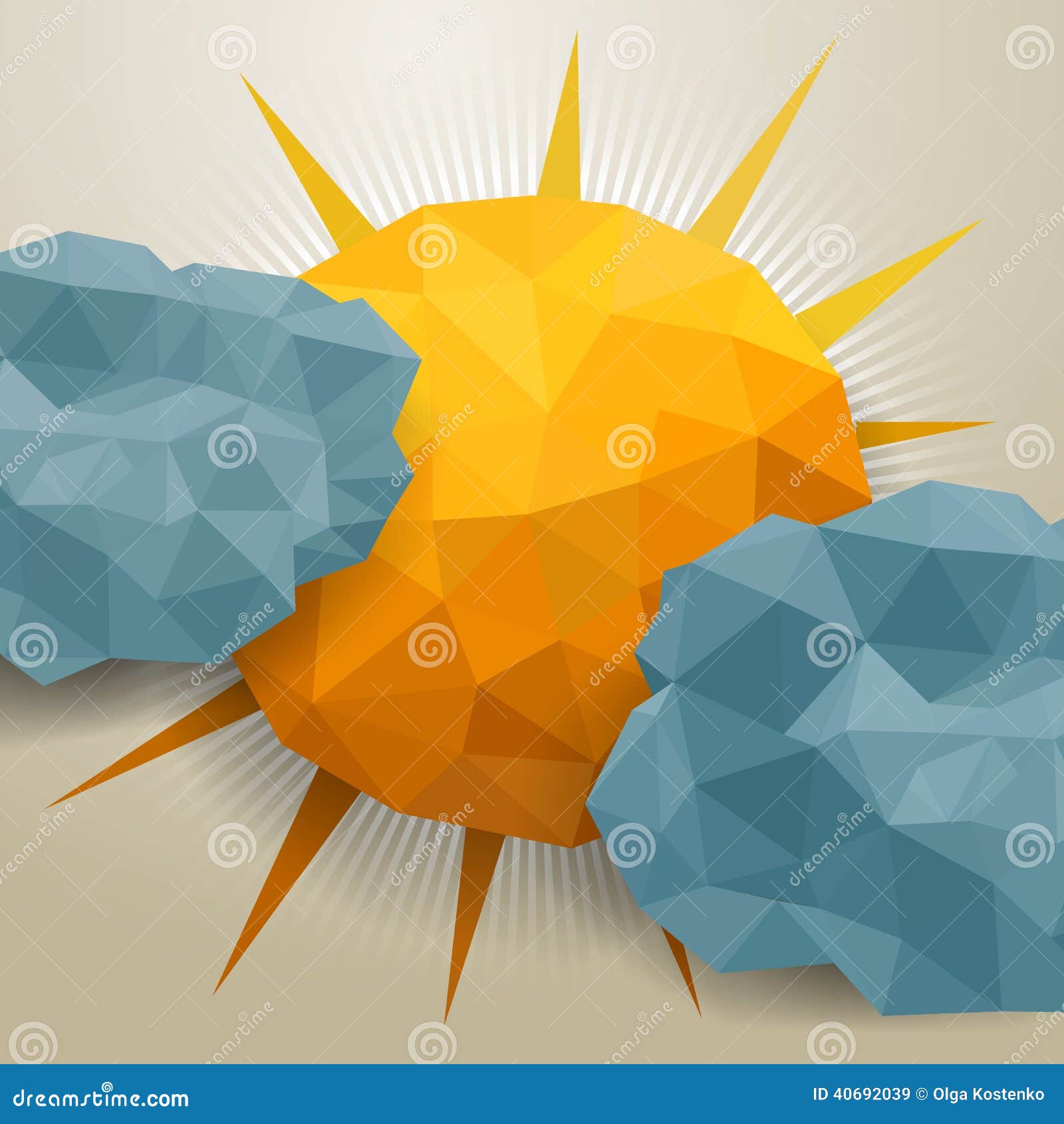 Vector Abstract Triangle Clouds and Sun Stock Vector - Illustration of ...