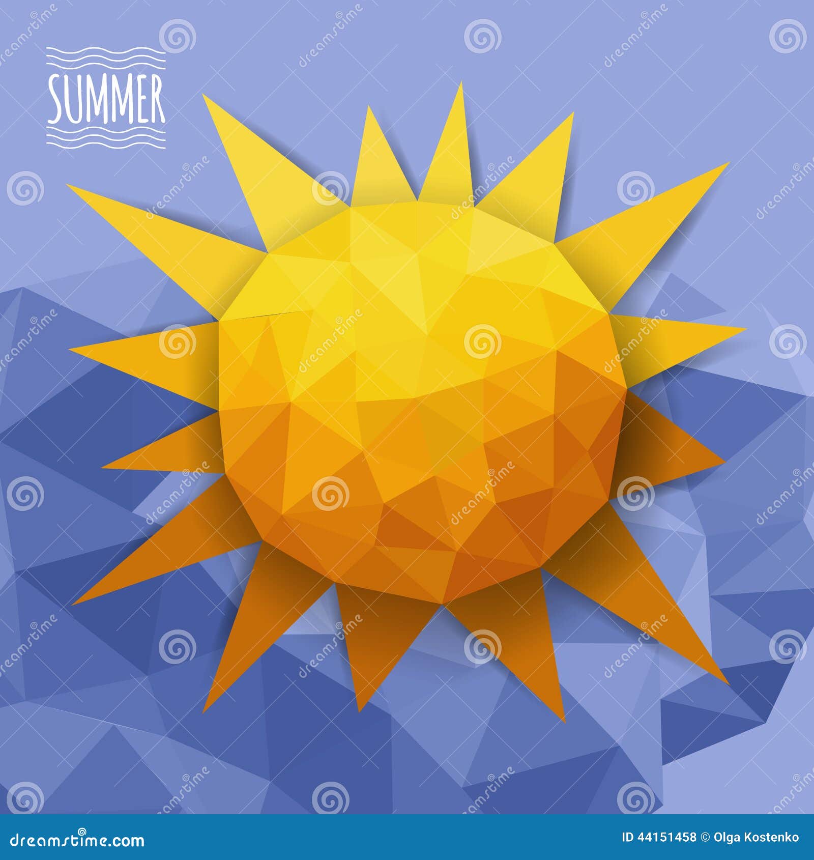 Vector Abstract Triangle with Clouds and Sun Stock Vector ...