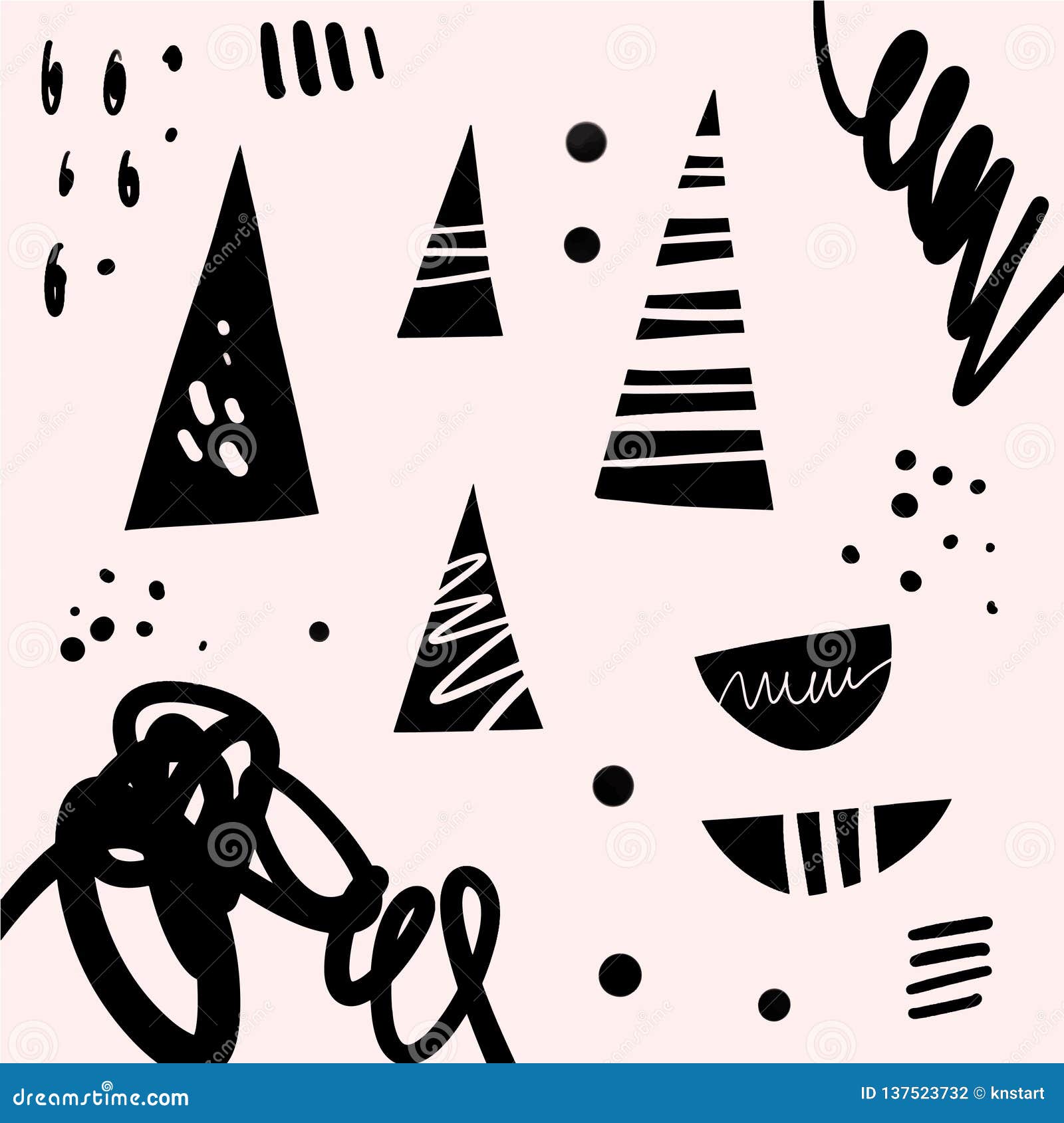 Vector Abstract Scandinavian Pattern. Hand Drawn Modern Shapes Stock ...