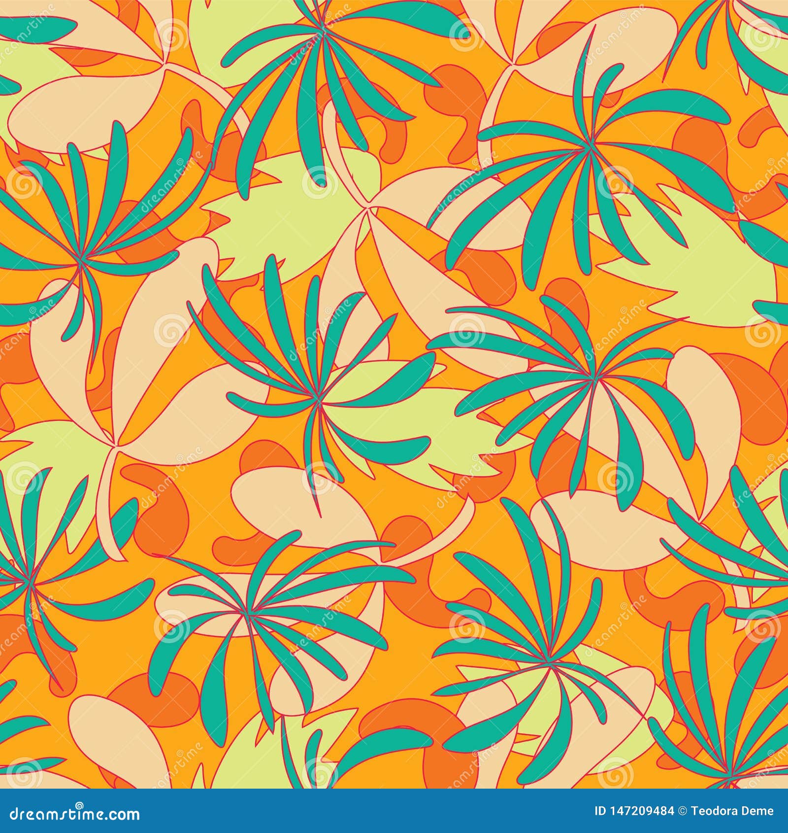 Vector Abstract Tropical Foliage Seamless Pattern Background. Stock ...