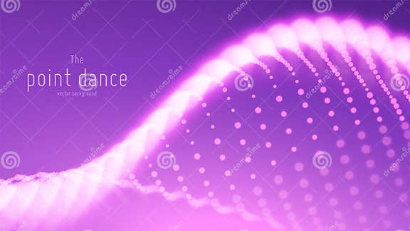 Vector Abstract Violet Particle Wave, Points Array, Shallow Depth of Field. Futuristic ...