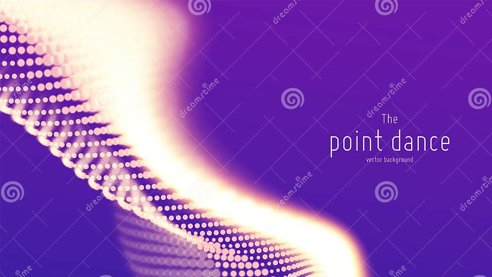 Vector Abstract Violet Particle Wave, Points Array, Shallow Depth of Field. Futuristic ...