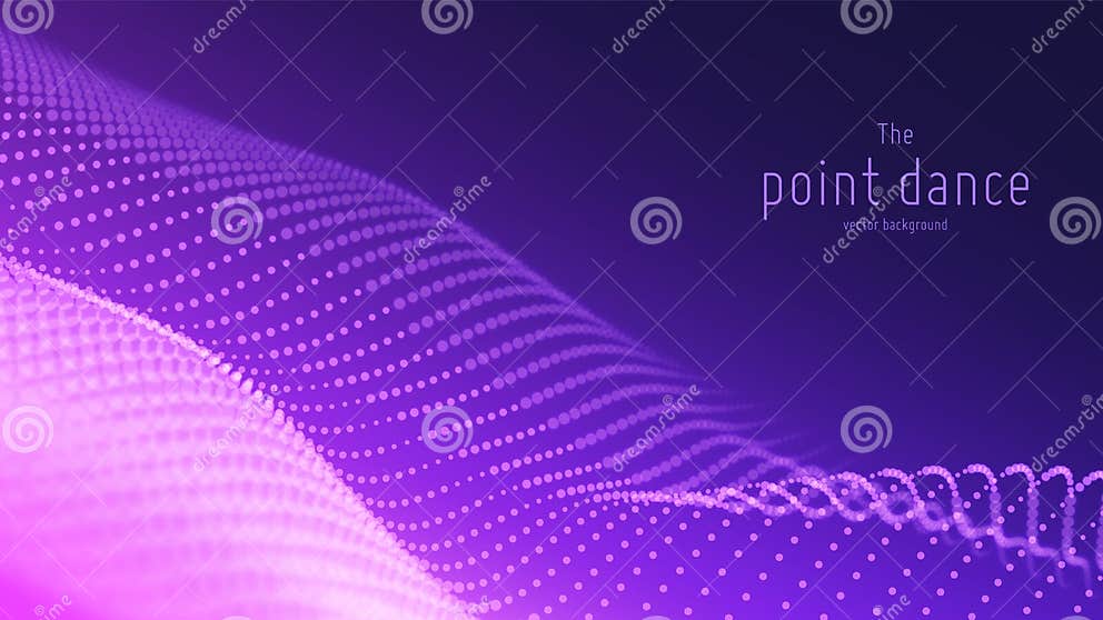 Vector Abstract Violet Particle Wave, Points Array, Shallow Depth of Field. Futuristic ...