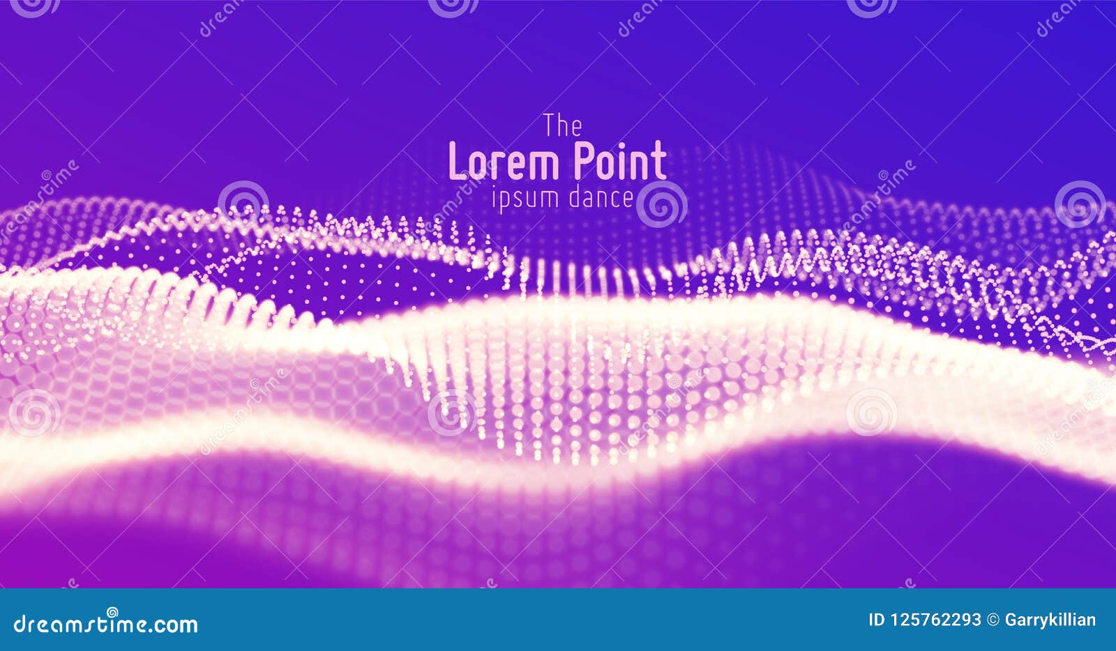 Vector Abstract Violet Particle Wave, Points Array, Shallow Depth of Field. Futuristic ...