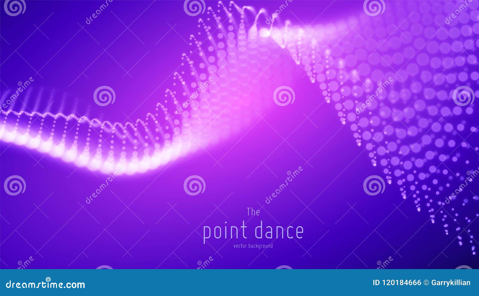 Vector Abstract Violet Particle Wave, Points Array, Shallow Depth of Field. Futuristic ...