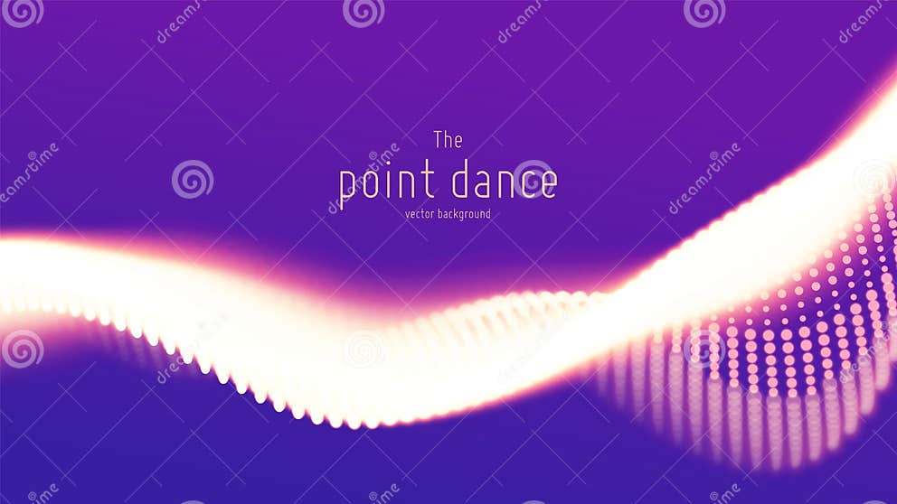 Vector Abstract Violet Particle Wave, Points Array, Shallow Depth of Field. Futuristic ...