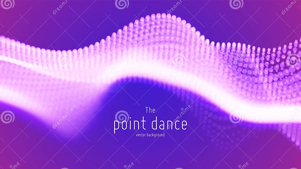 Vector Abstract Violet Particle Wave, Points Array, Shallow Depth of Field. Futuristic ...