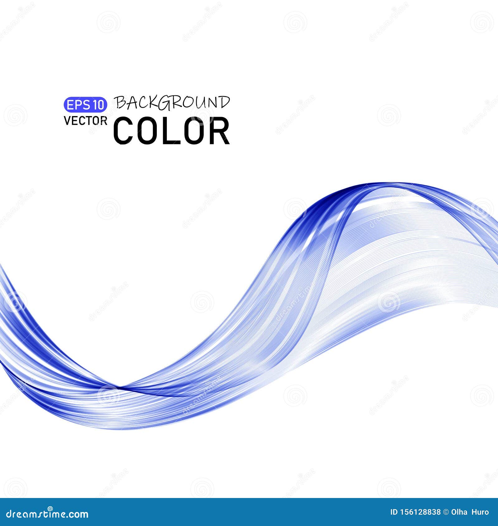 Vector Abstract Wave Background. Blue Transparent Waves on White ...