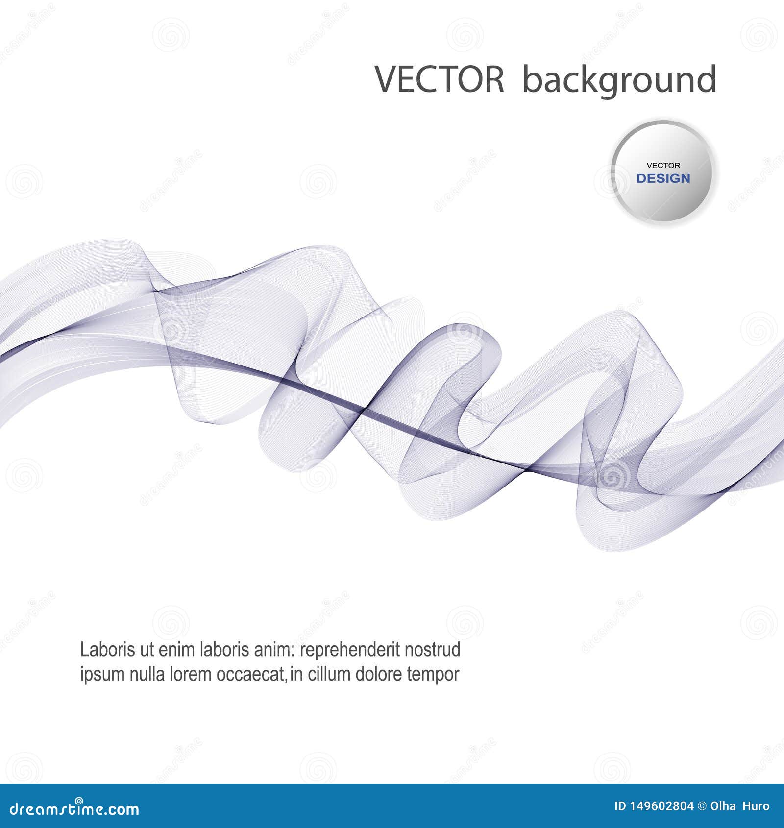 Vector Abstract Wave Background. Blue Transparent Waves on White ...
