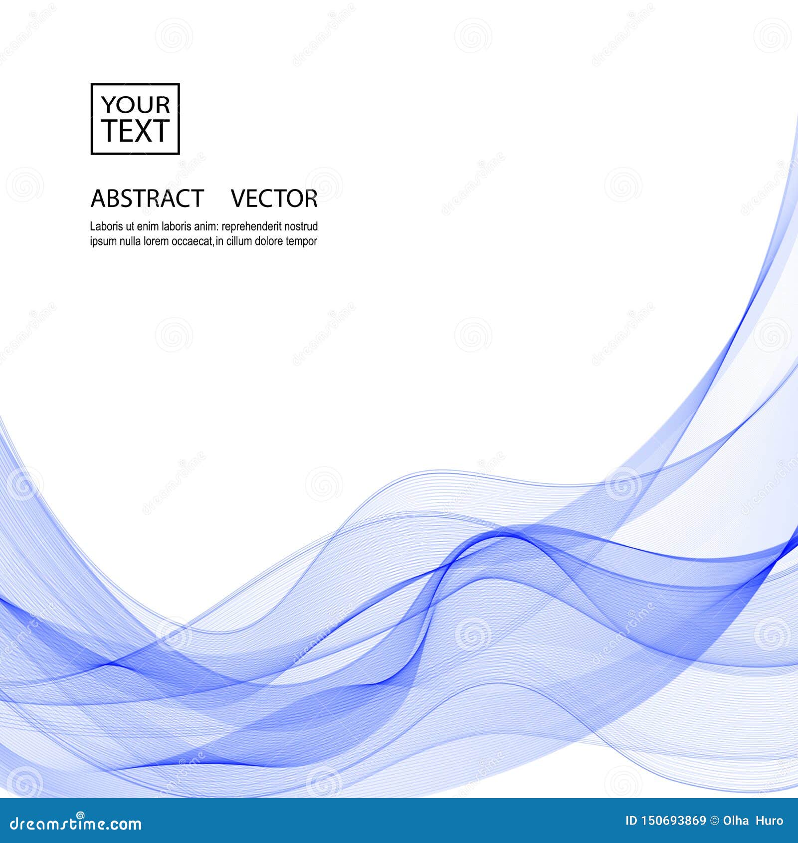 Vector Abstract Wave Background. Blue Transparent Waves On White ...