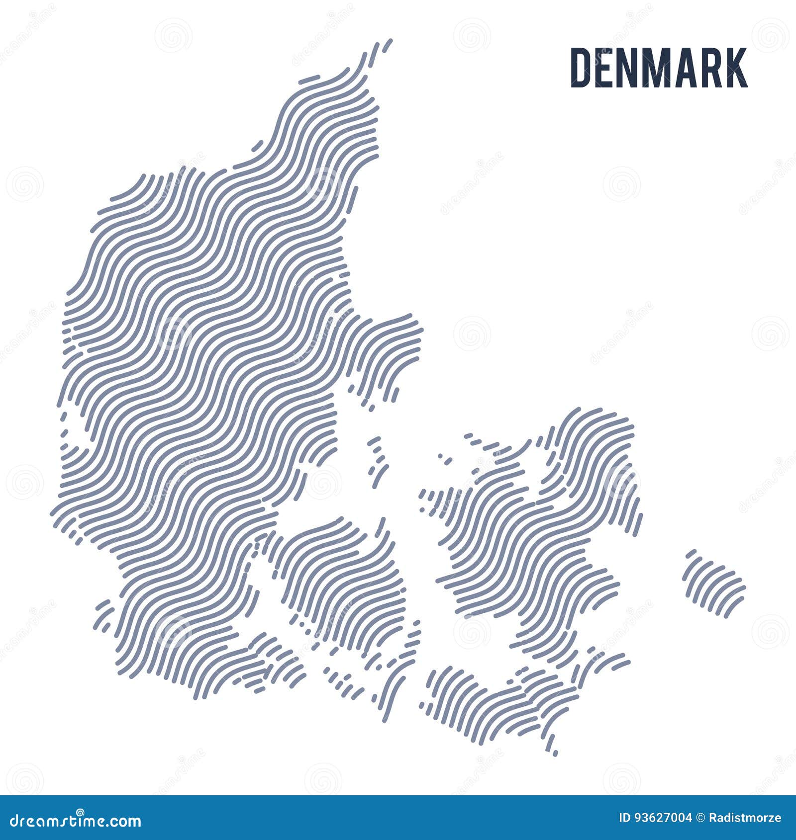 Vector Abstract Wave Map of Denmark Isolated on a White Background ...