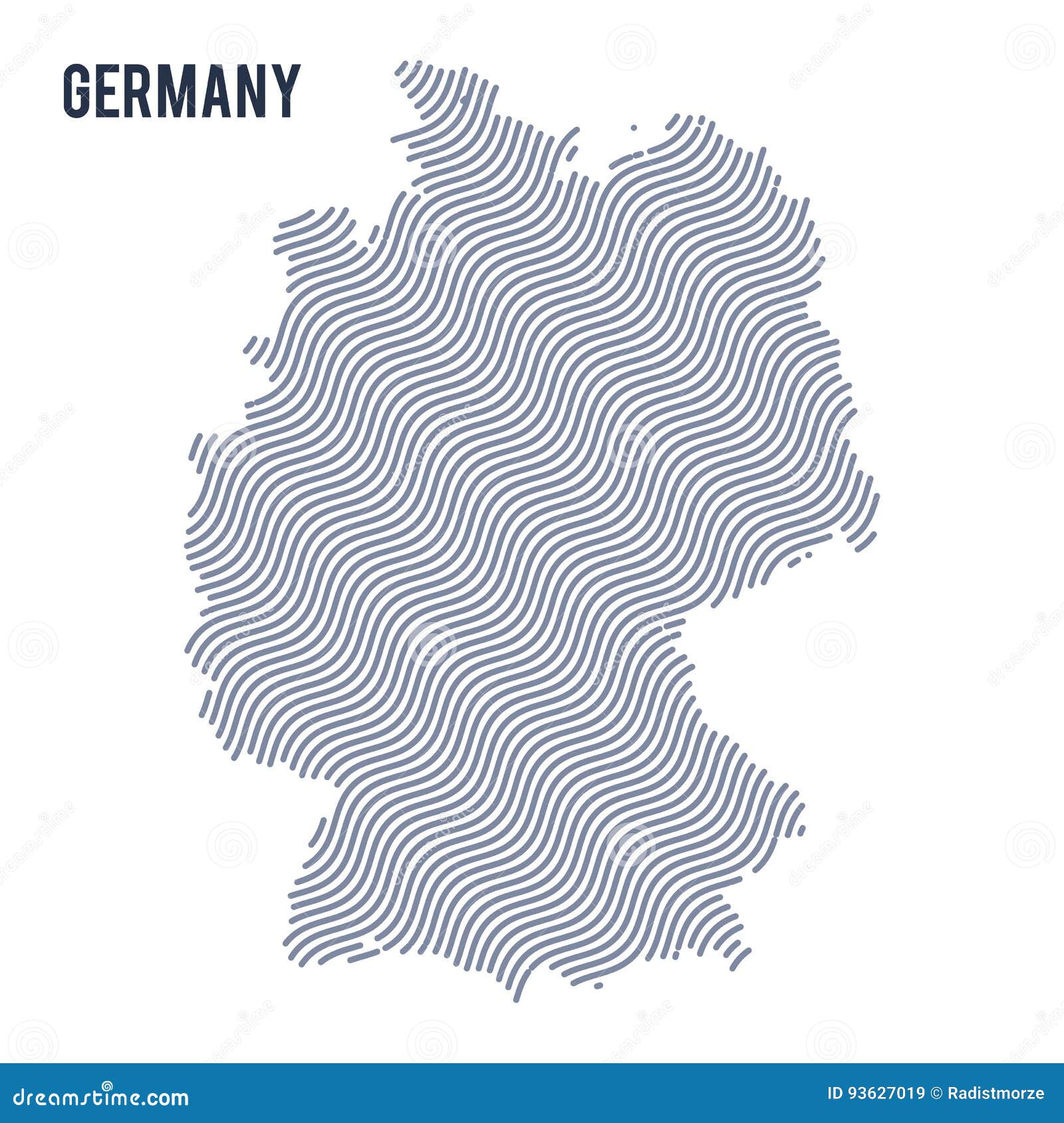 Vector Abstract Wave Map of Germany Isolated on a White Background ...