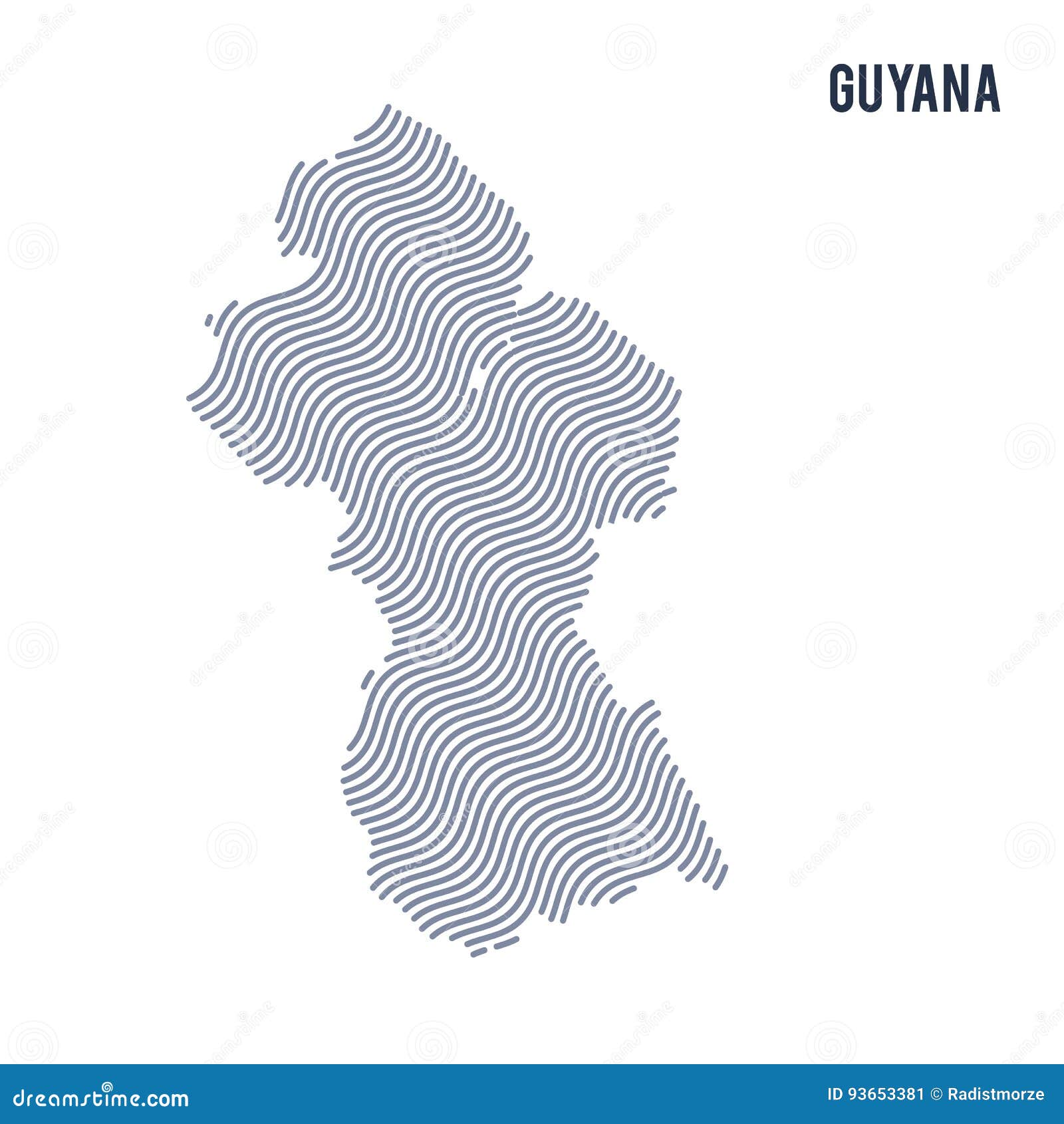 Vector Abstract Wave Map of Guyana Isolated on a White Background ...