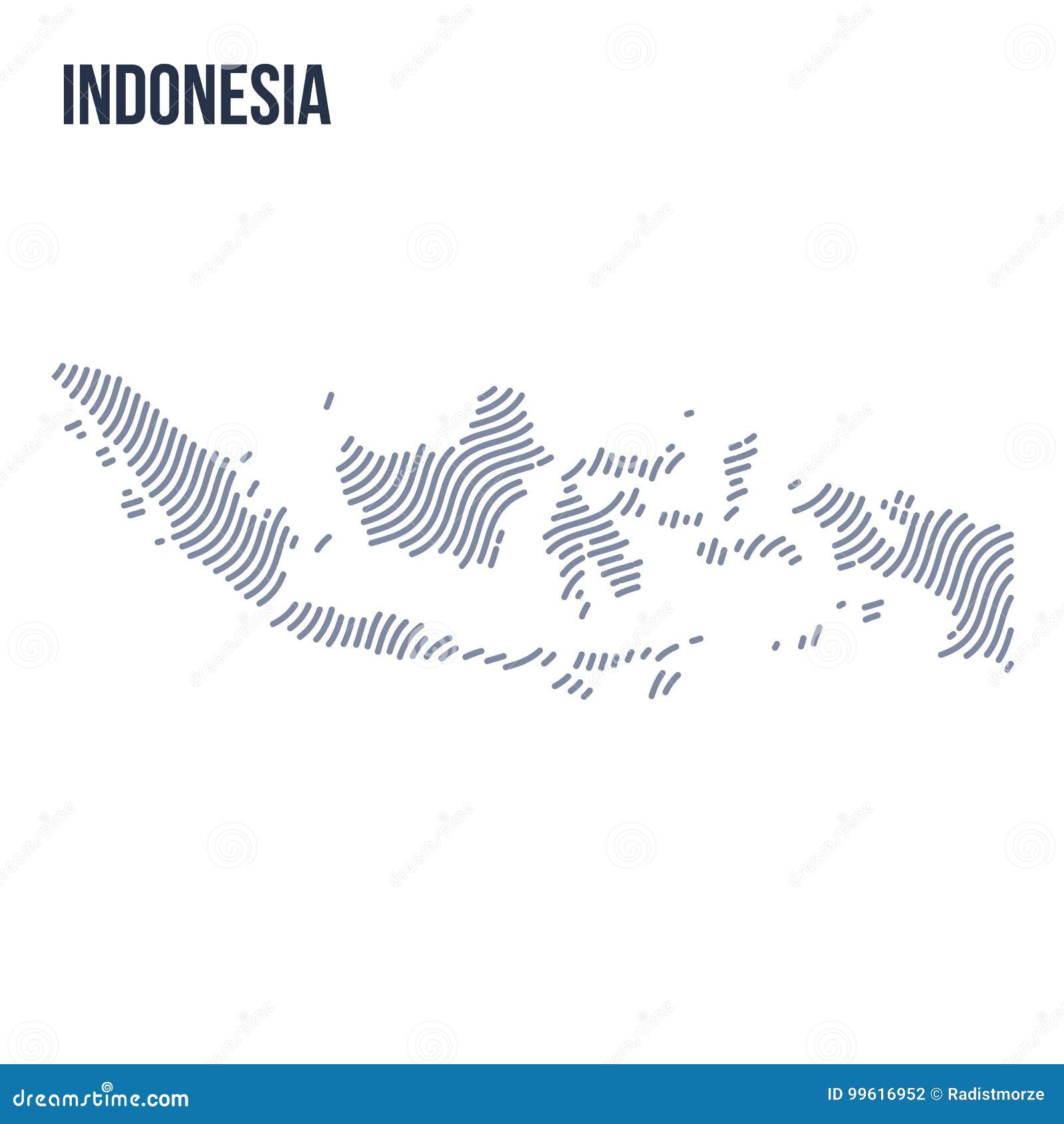 Vector Abstract Wave Map of Indonesia Isolated on a White Background ...