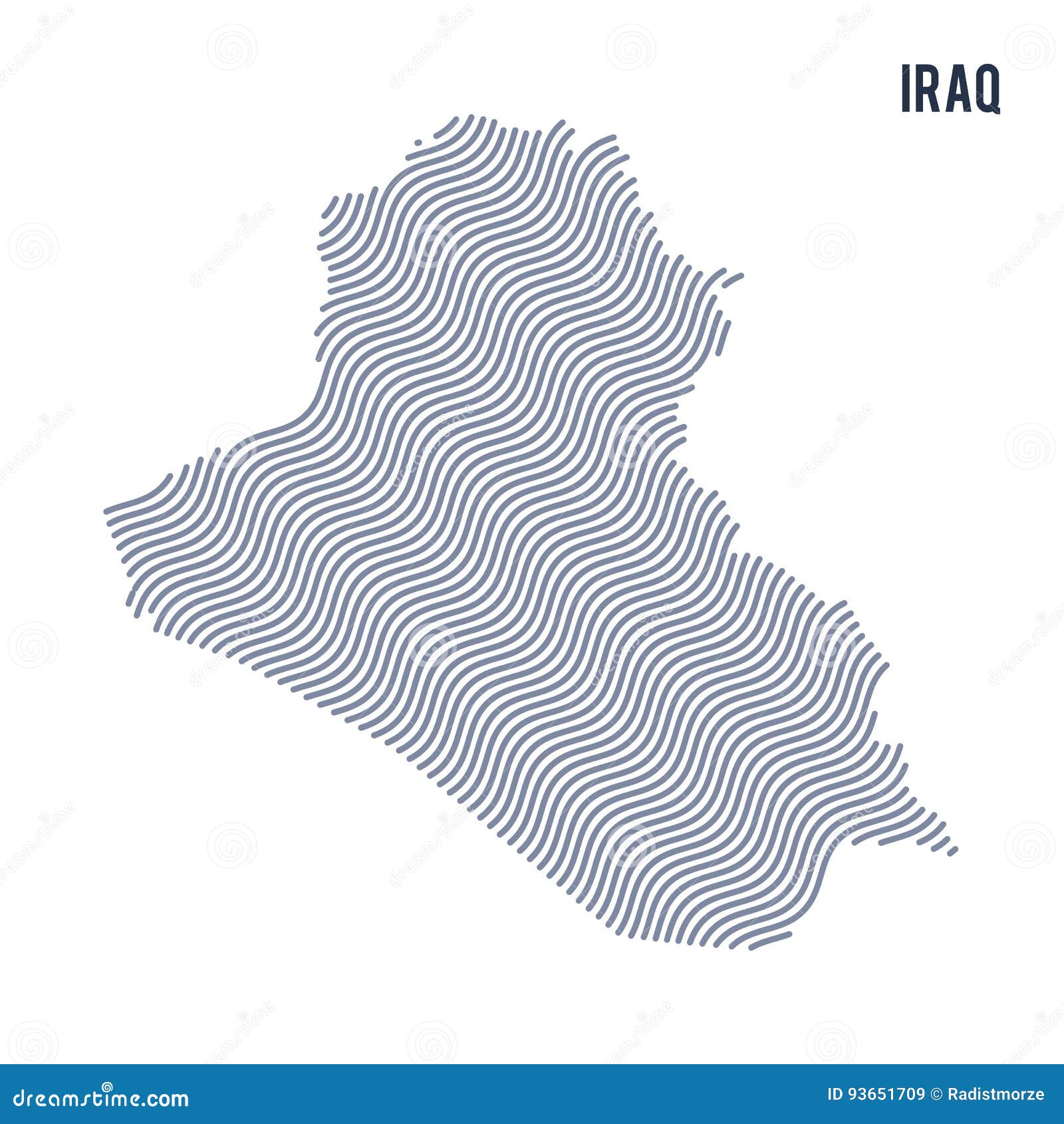 Iraq Map Isolated On White Background. Republic Of Iraq Vector Thin ...