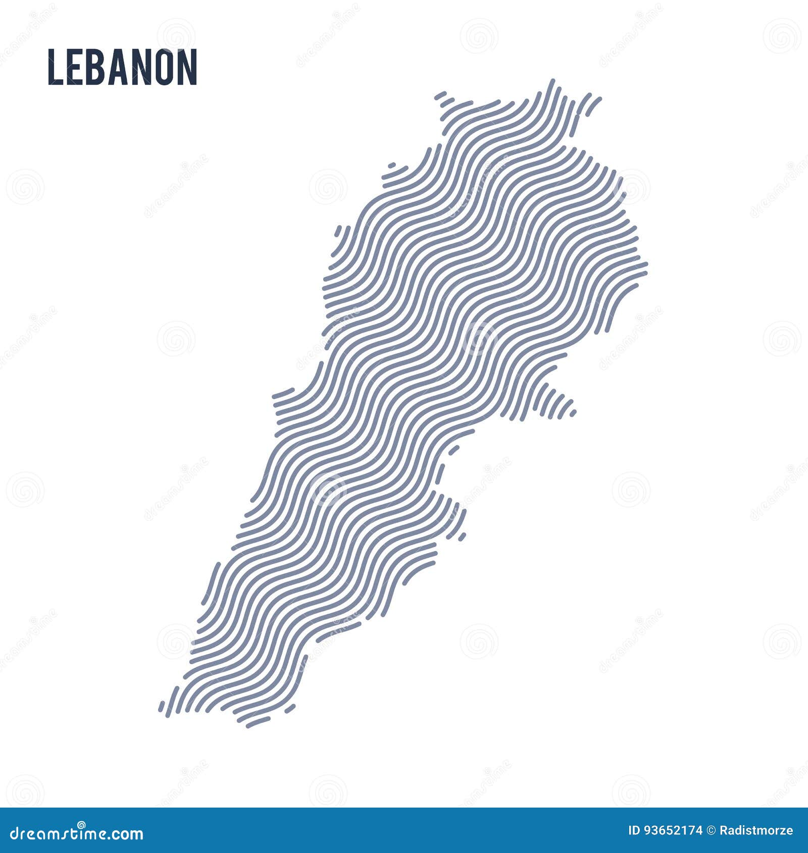 Vector Abstract Wave Map of Lebanon Isolated on a White Background ...