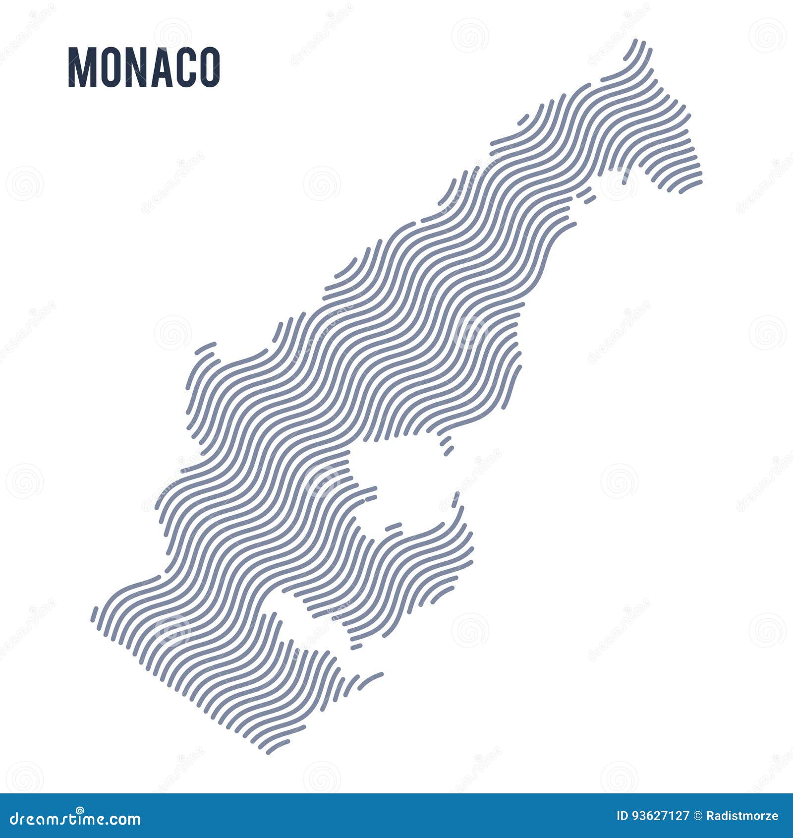 Vector Abstract Wave Map of Monaco Isolated on a White Background ...