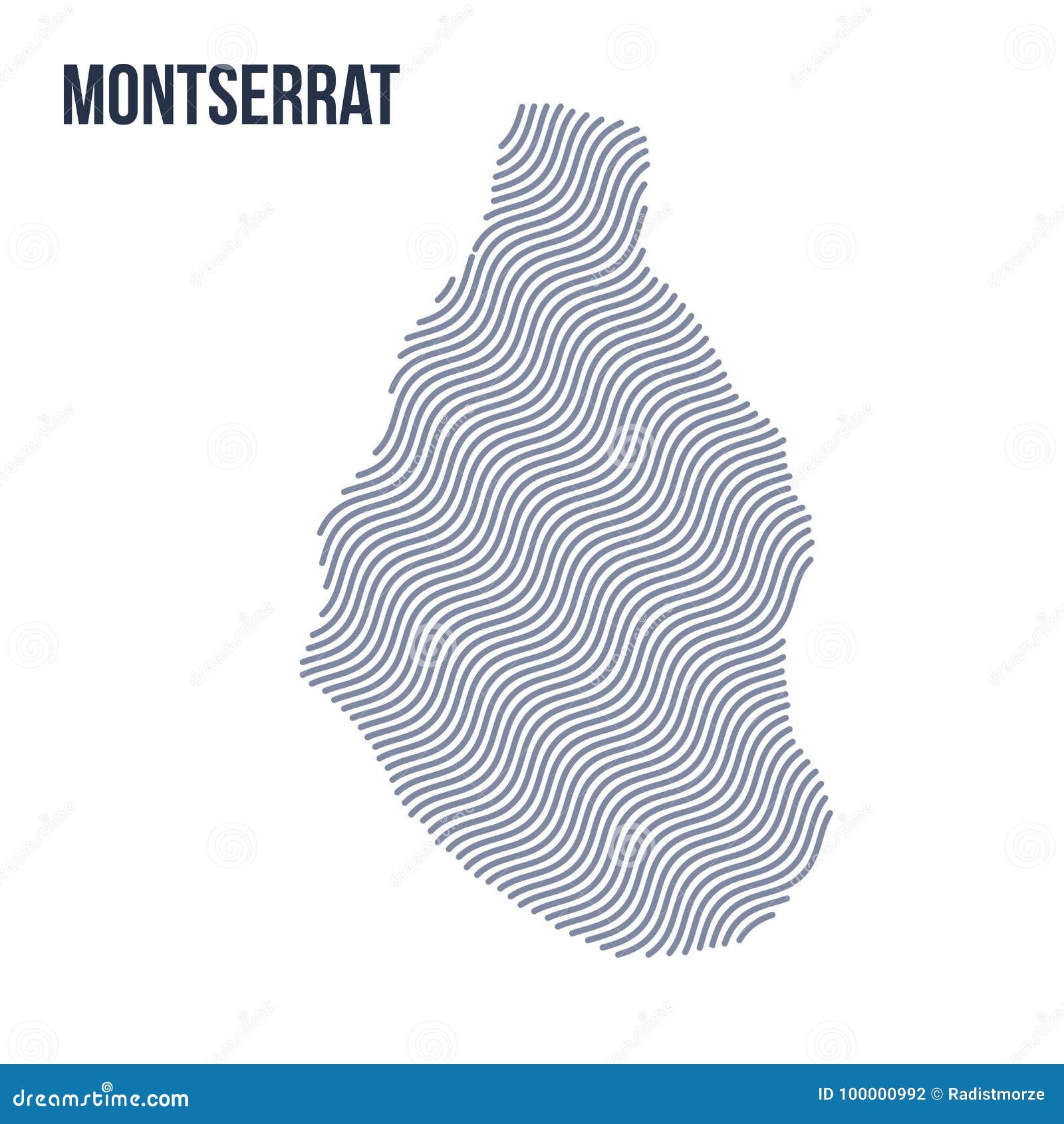 Vector Abstract Wave Map of Montserrat Isolated on a White Background ...