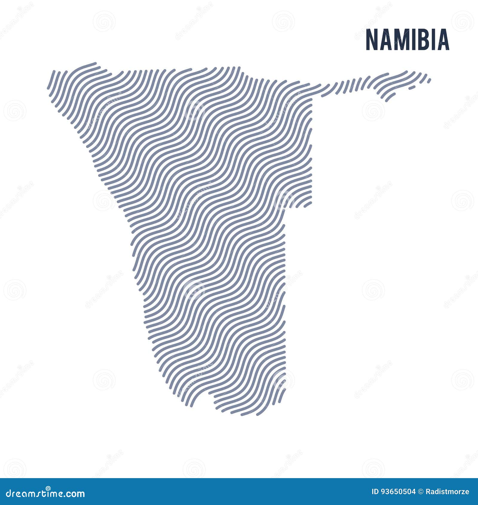 Vector Abstract Wave Map of Namibia Isolated on a White Background ...