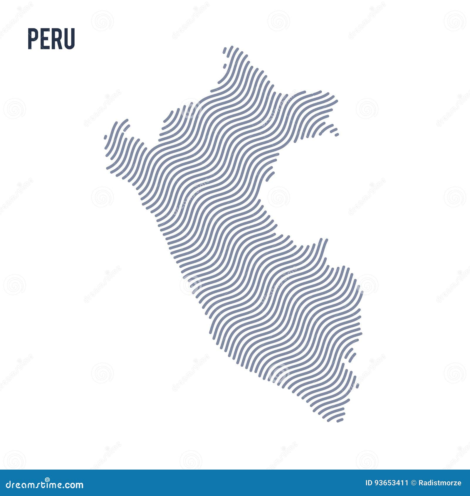 Vector Abstract Wave Map of Peru Isolated on a White Background. Stock ...
