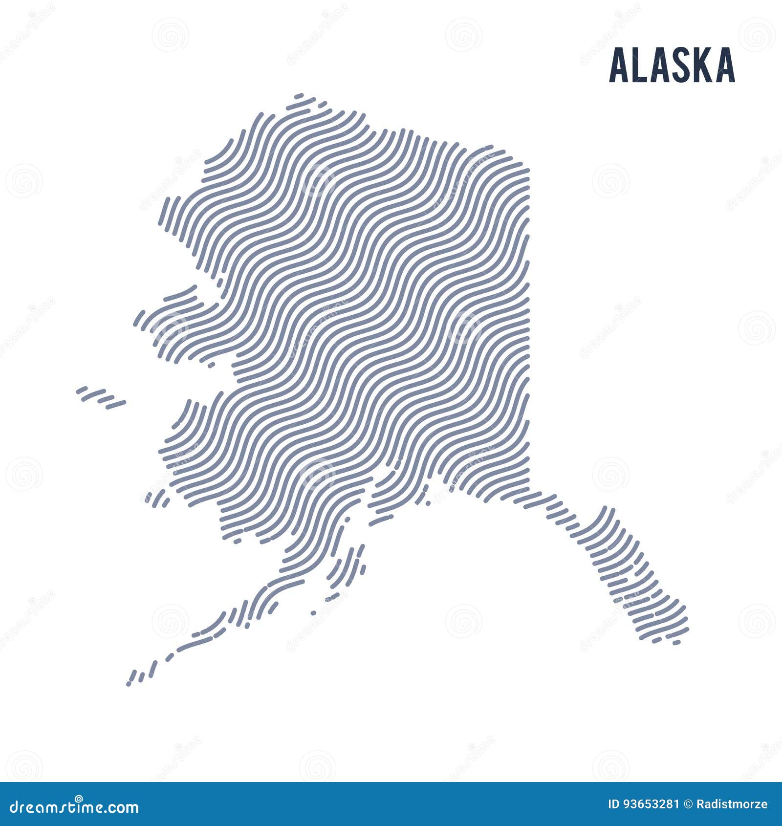 Vector Abstract Wave Map of State of Alaska Isolated on a White ...