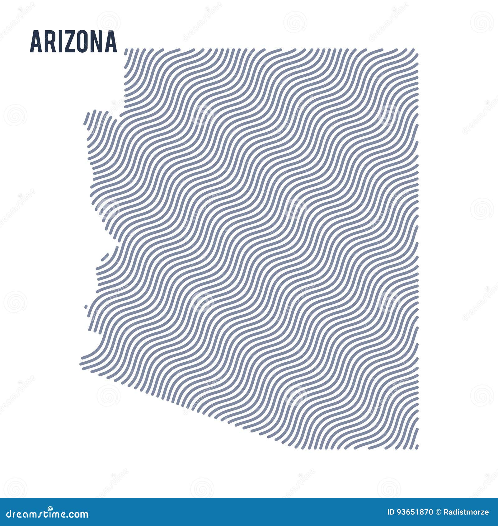Vector Abstract Wave Map of State of Arizona Isolated on a White ...