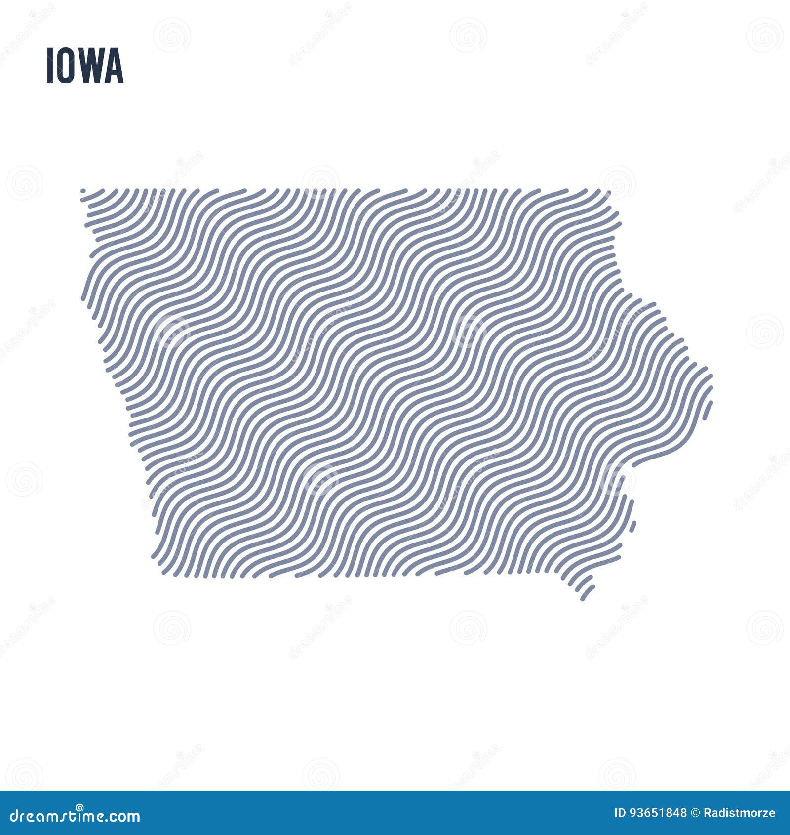 Vector Abstract Wave Map of State of Iowa Isolated on a White ...