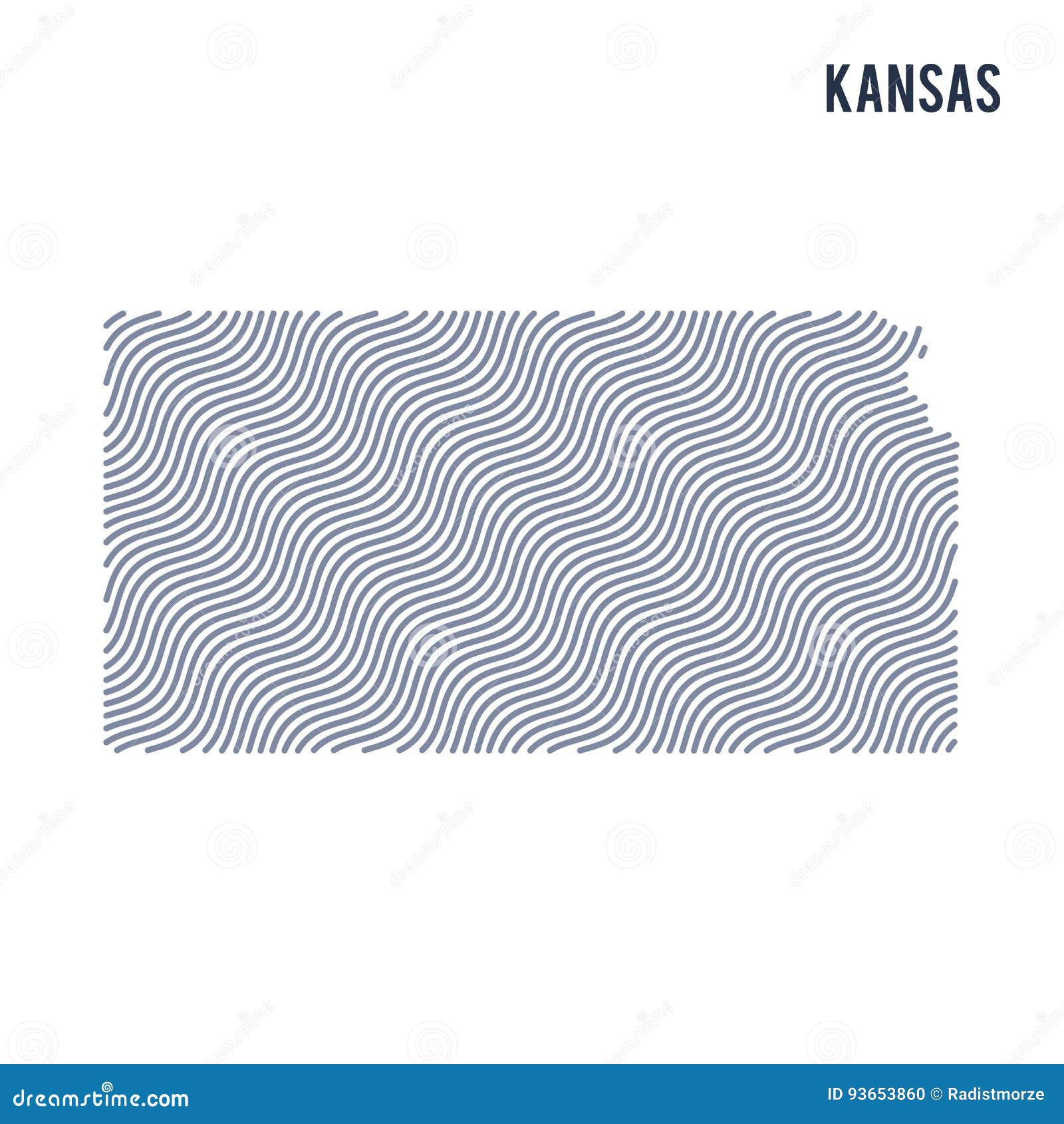 Vector Abstract Wave Map of State of Kansas Isolated on a White ...