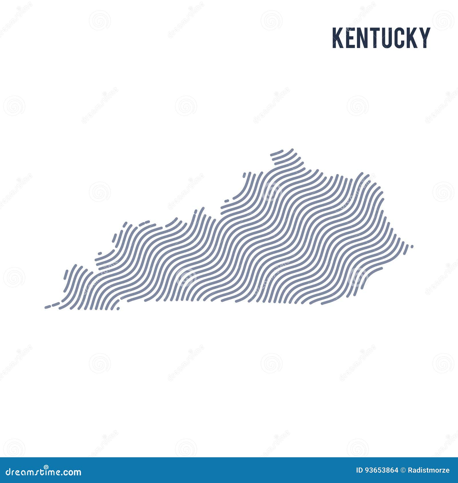 Vector Abstract Wave Map of State of Kentucky Isolated on a White ...