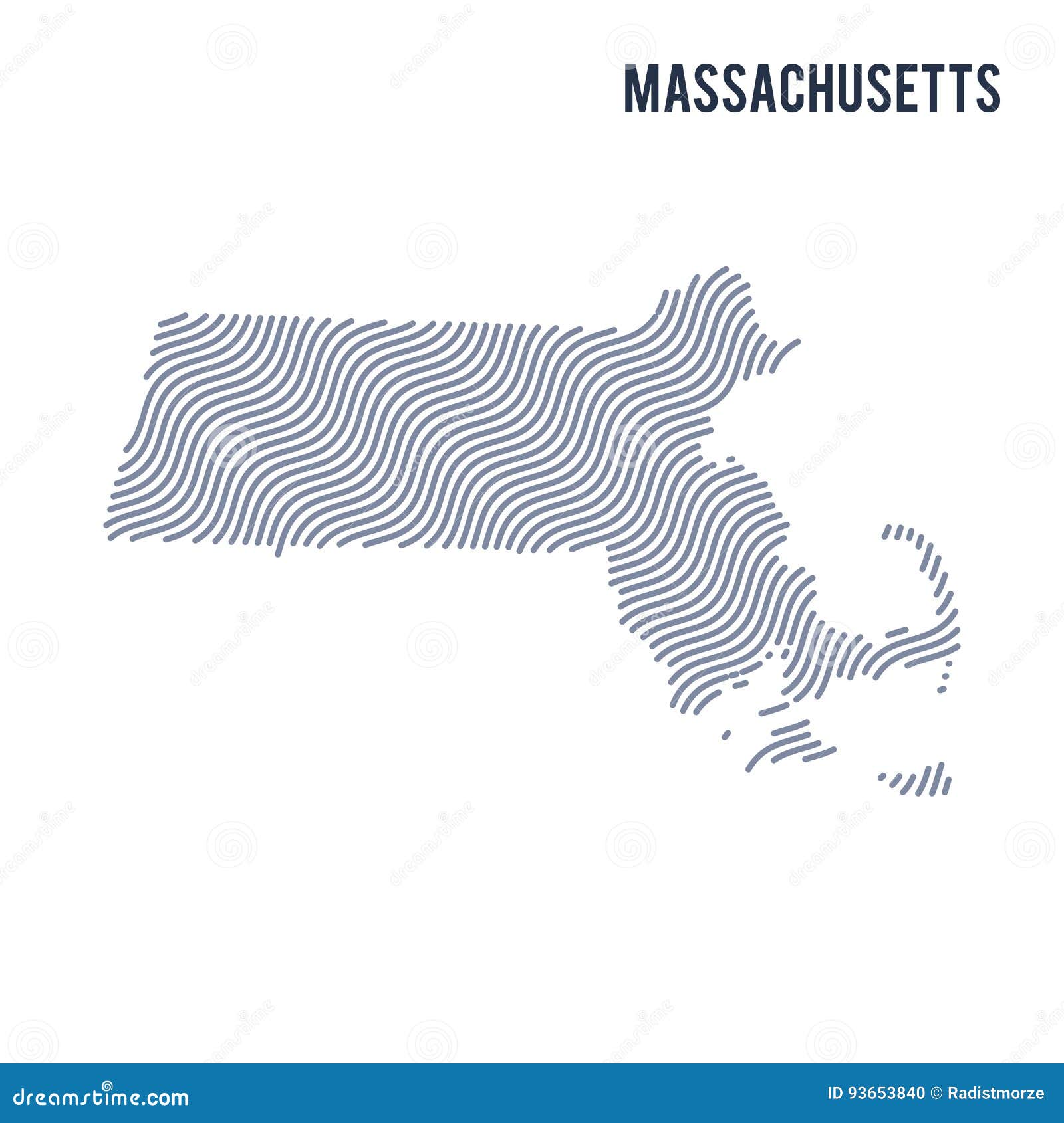 Vector Abstract Wave Map of State of Massachusetts Isolated on a White ...