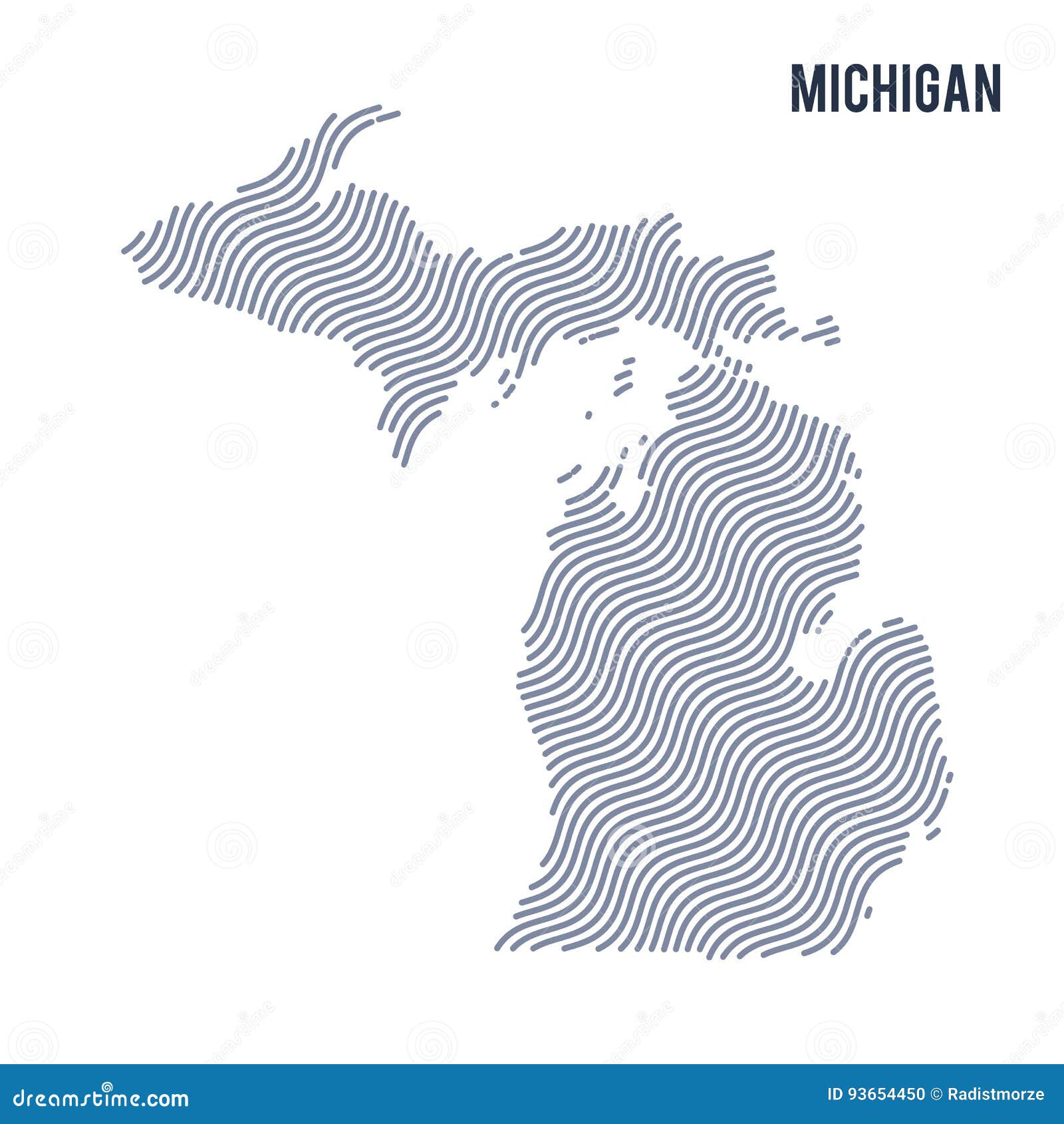 Vector Abstract Wave Map of State of Michigan Isolated on a White ...