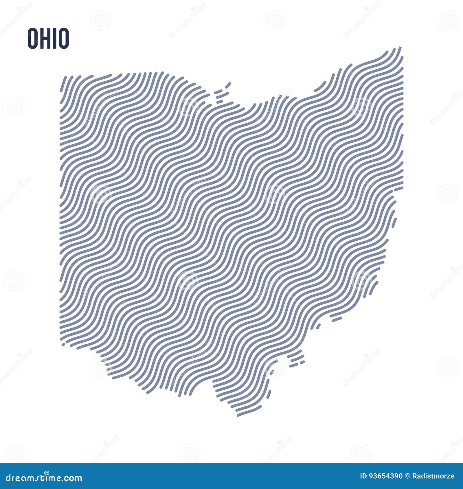 Vector Abstract Wave Map of State of Ohio Isolated on a White ...