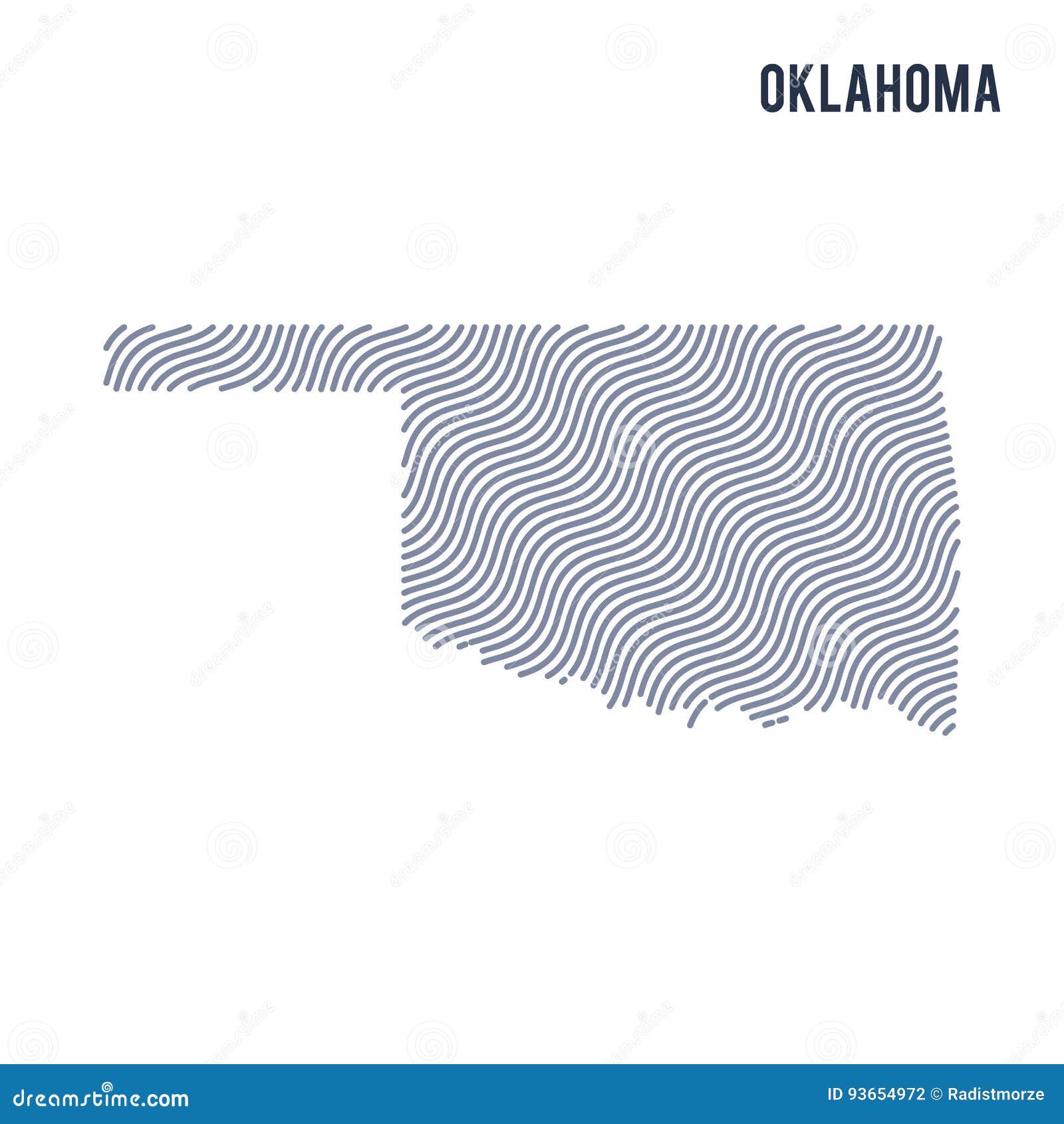 Vector Abstract Wave Map of State of Oklahoma Isolated on a White ...