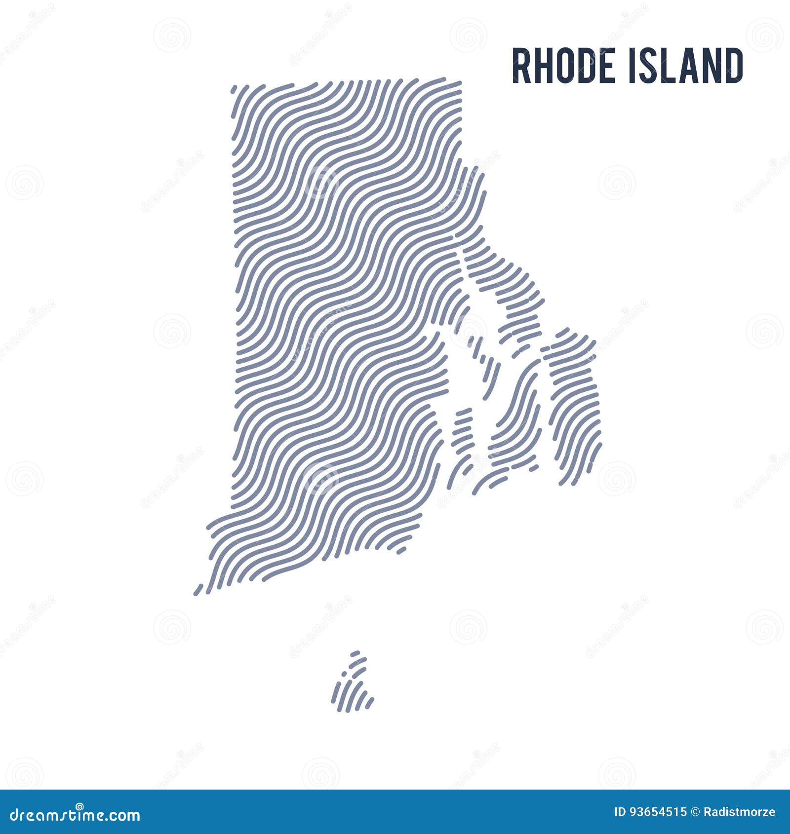 Vector Abstract Wave Map of State of Rhode Island Isolated on a White ...
