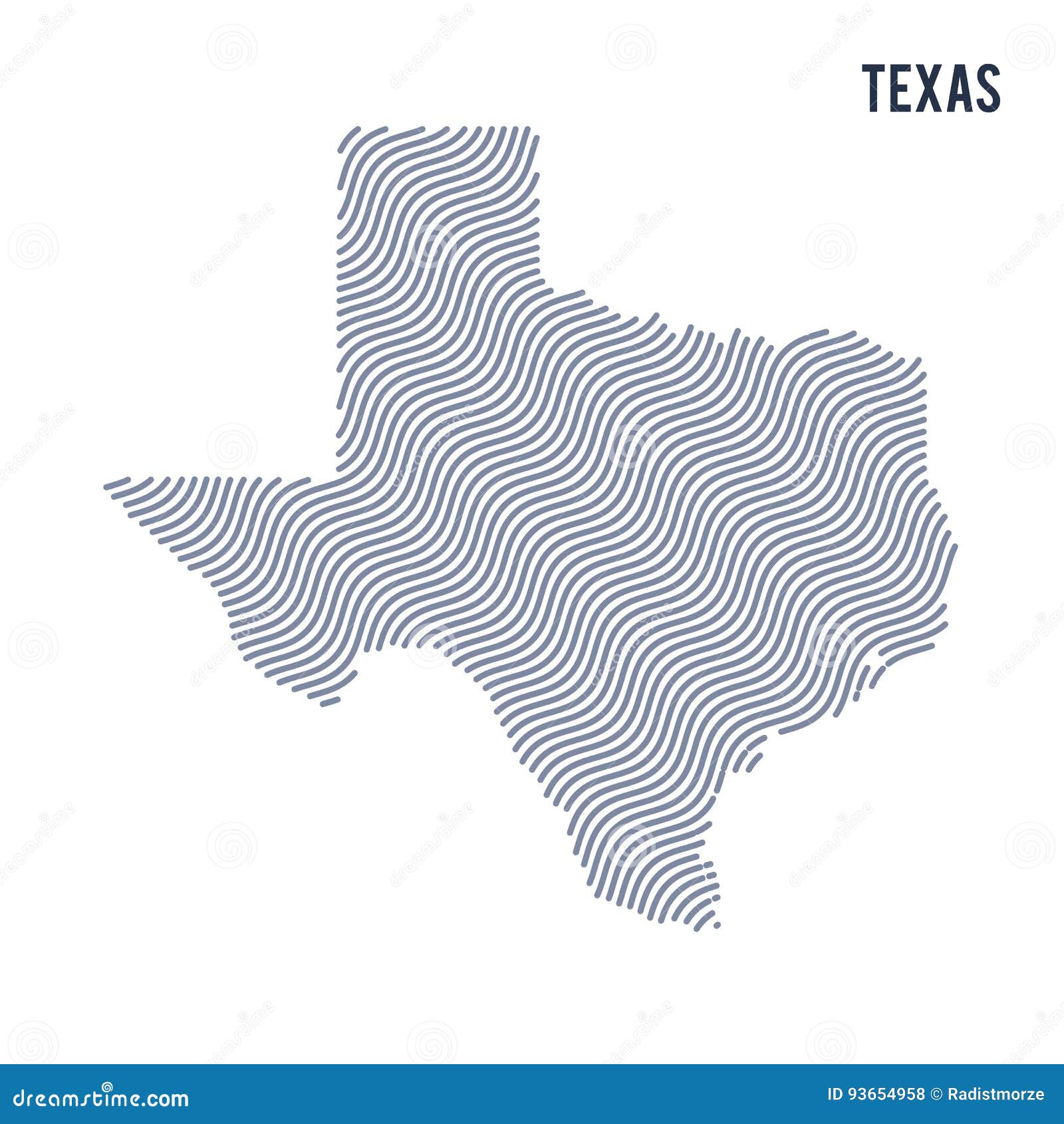Vector Abstract Wave Map of State of Texas Isolated on a White ...