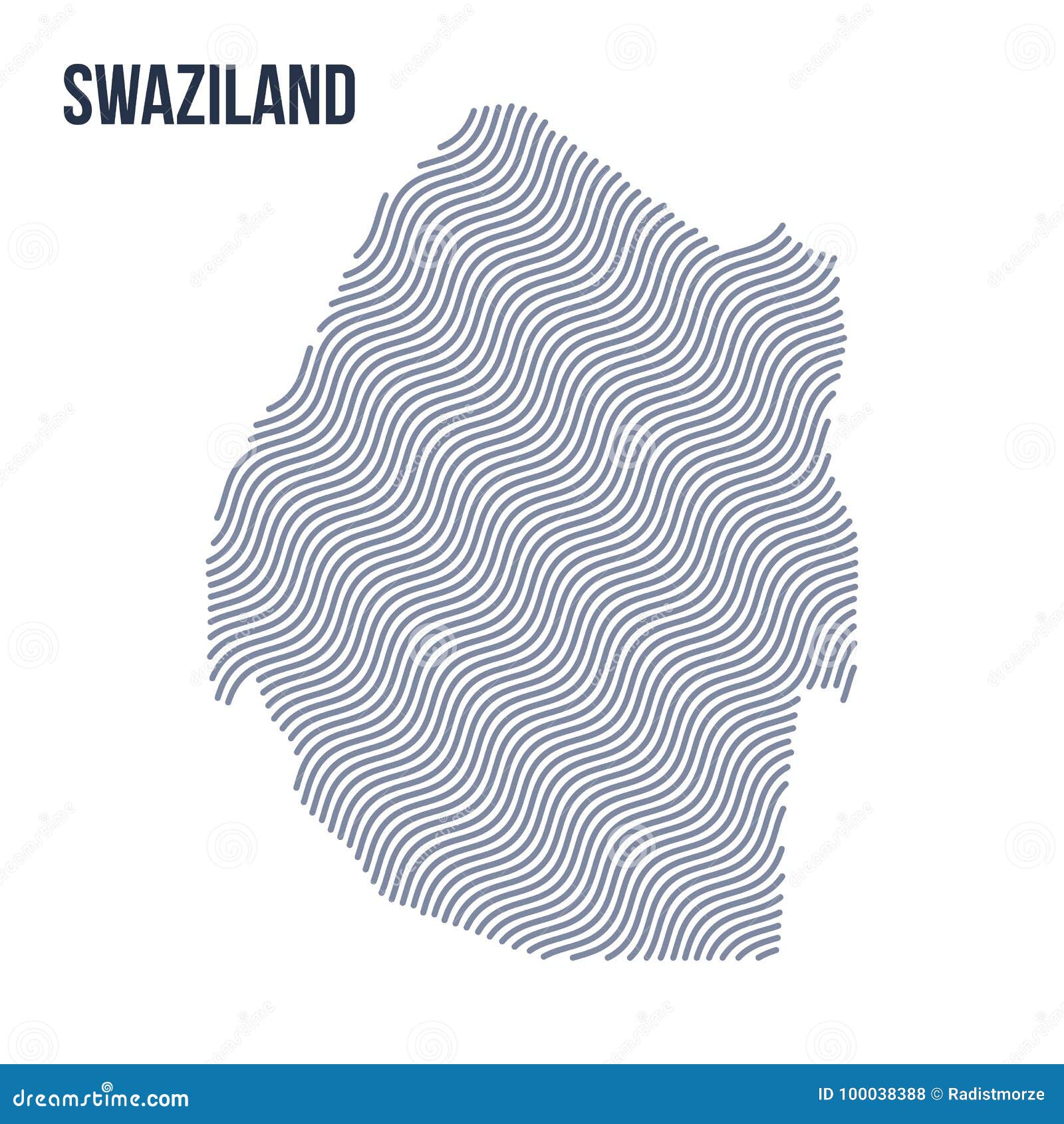 Abstract Map Of Swaziland - Vector Illustartion Of Striped Gold Colored ...