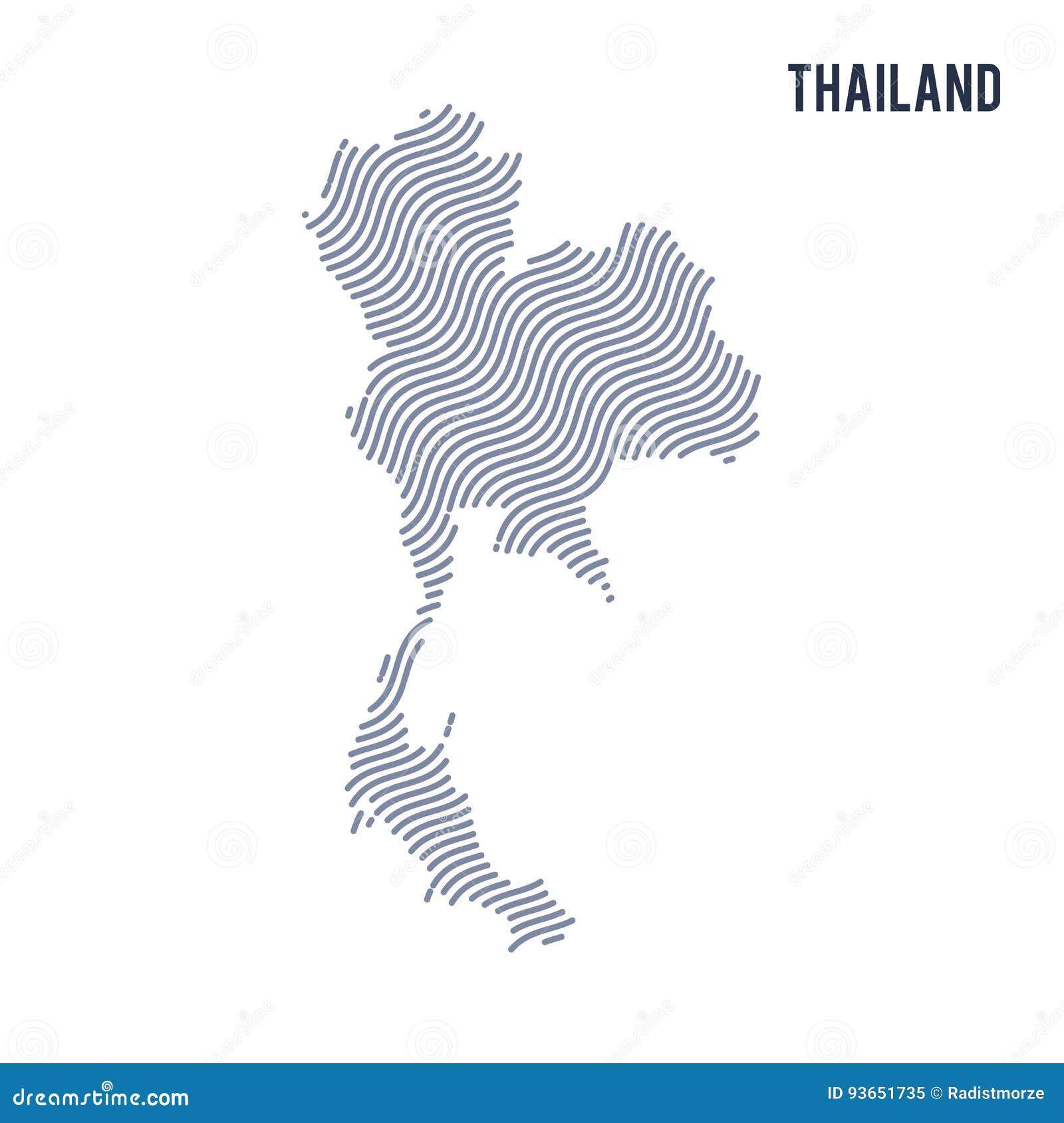 Vector Abstract Wave Map of Thailand Isolated on a White Background ...