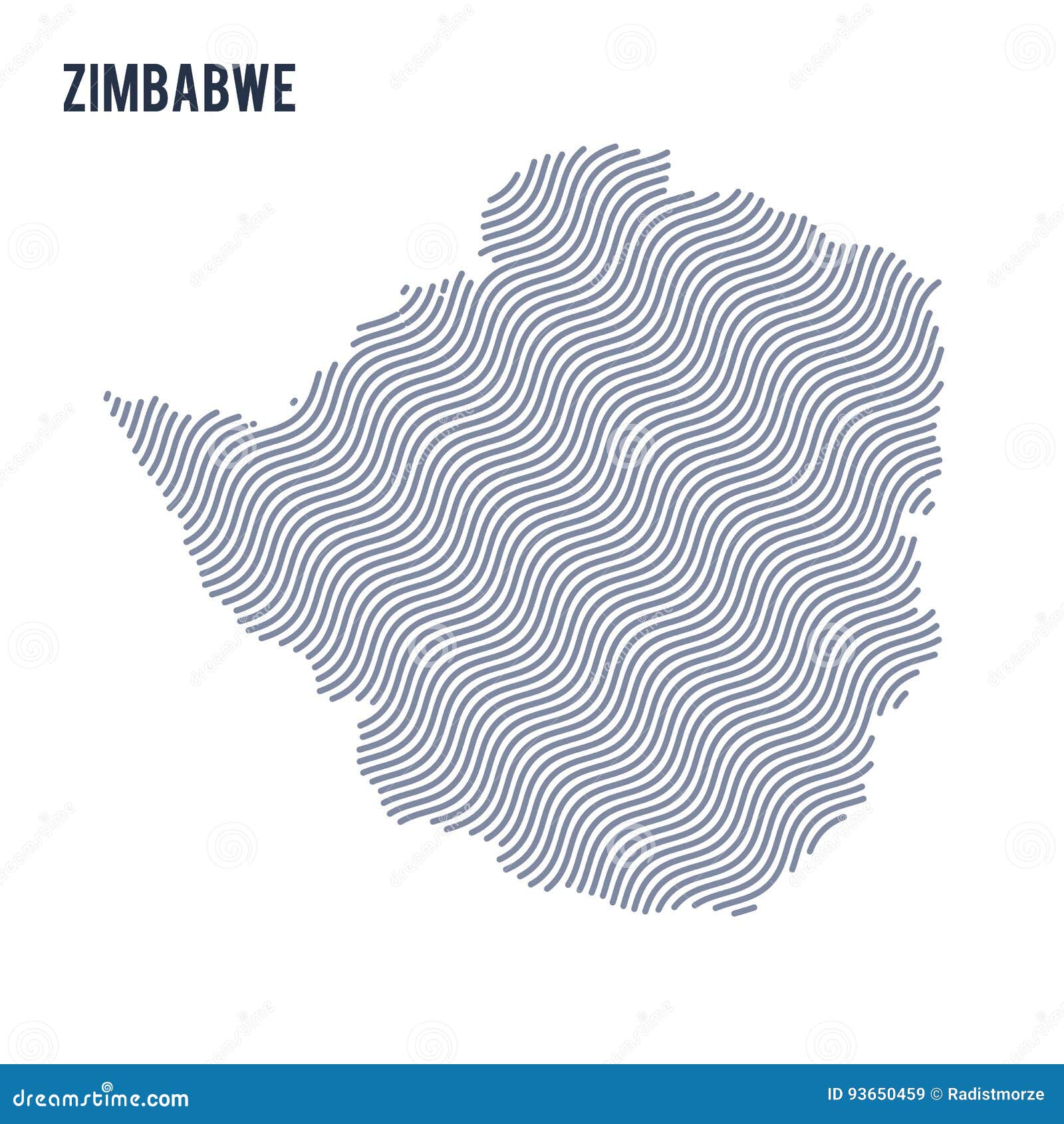 Vector Abstract Wave Map of Zimbabwe Isolated on a White Background ...