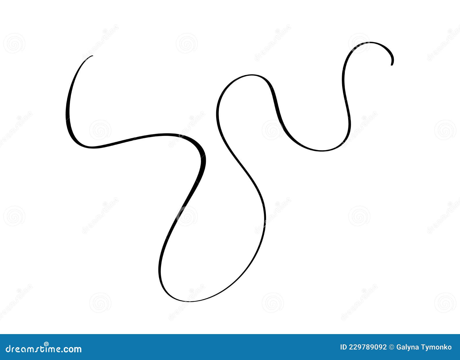 Vector Abstract Wavy Calligraphy Line. Black and White Illustration ...