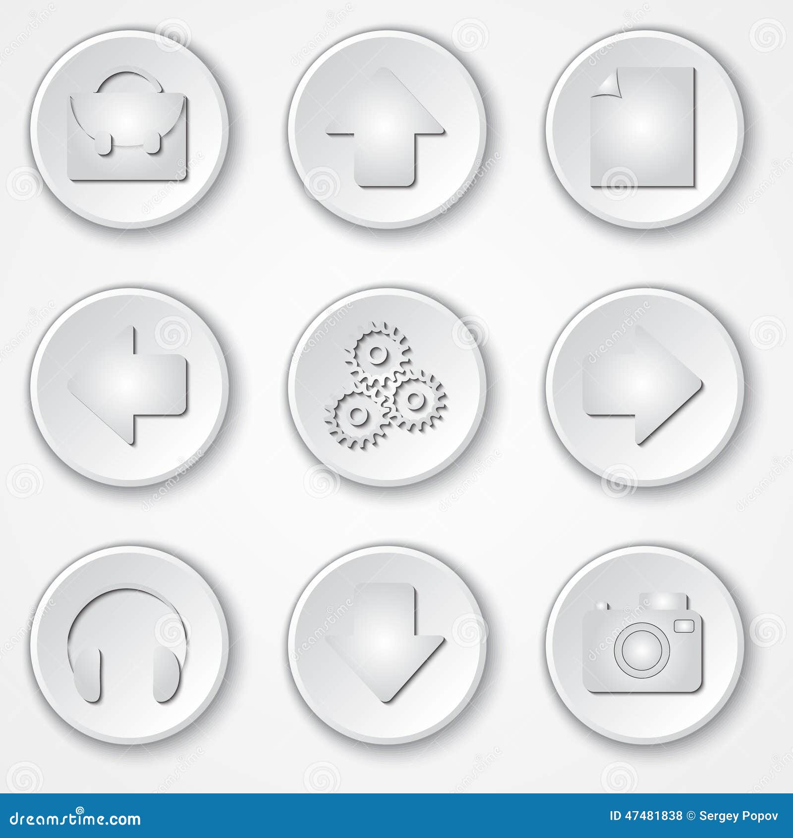 Vector Abstract White Round Paper Icon Multimedia Stock Vector ...