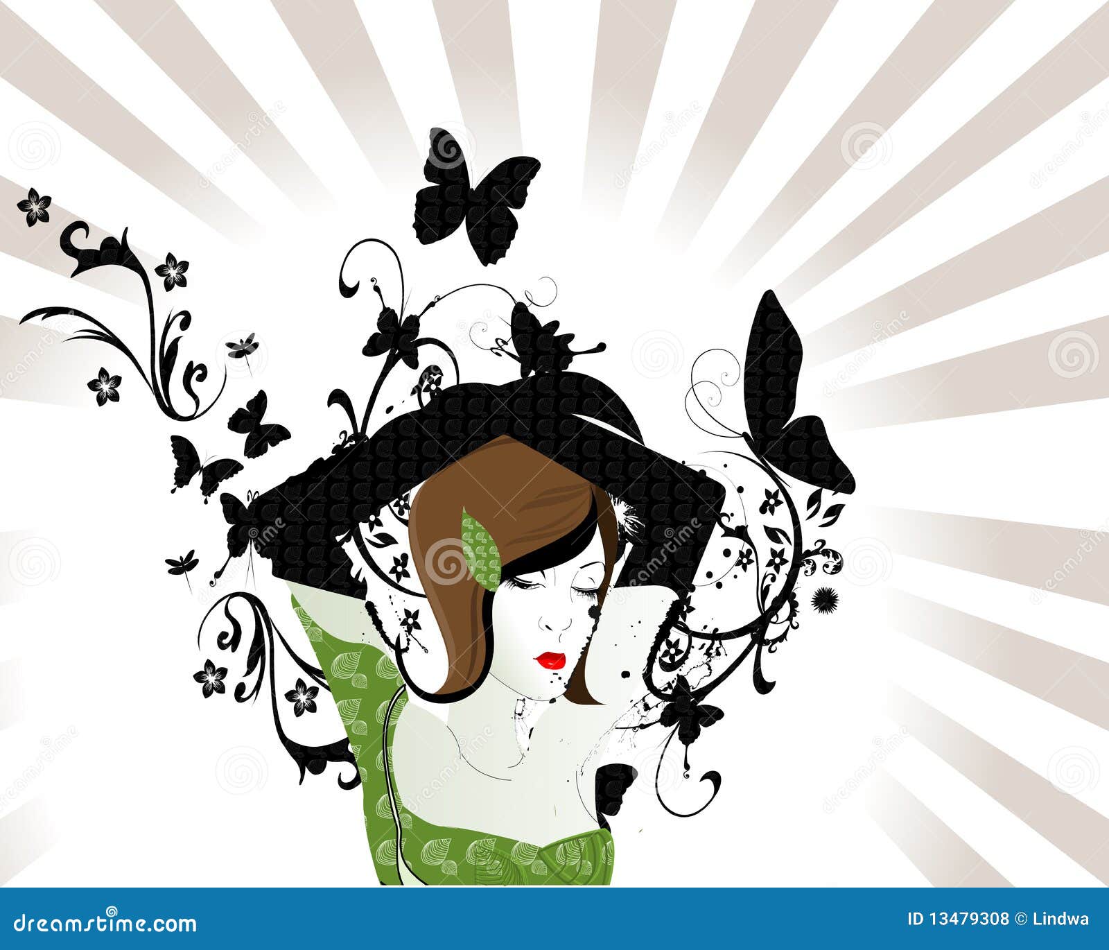 Vector abstract woman stock vector. Illustration of green - 13479308